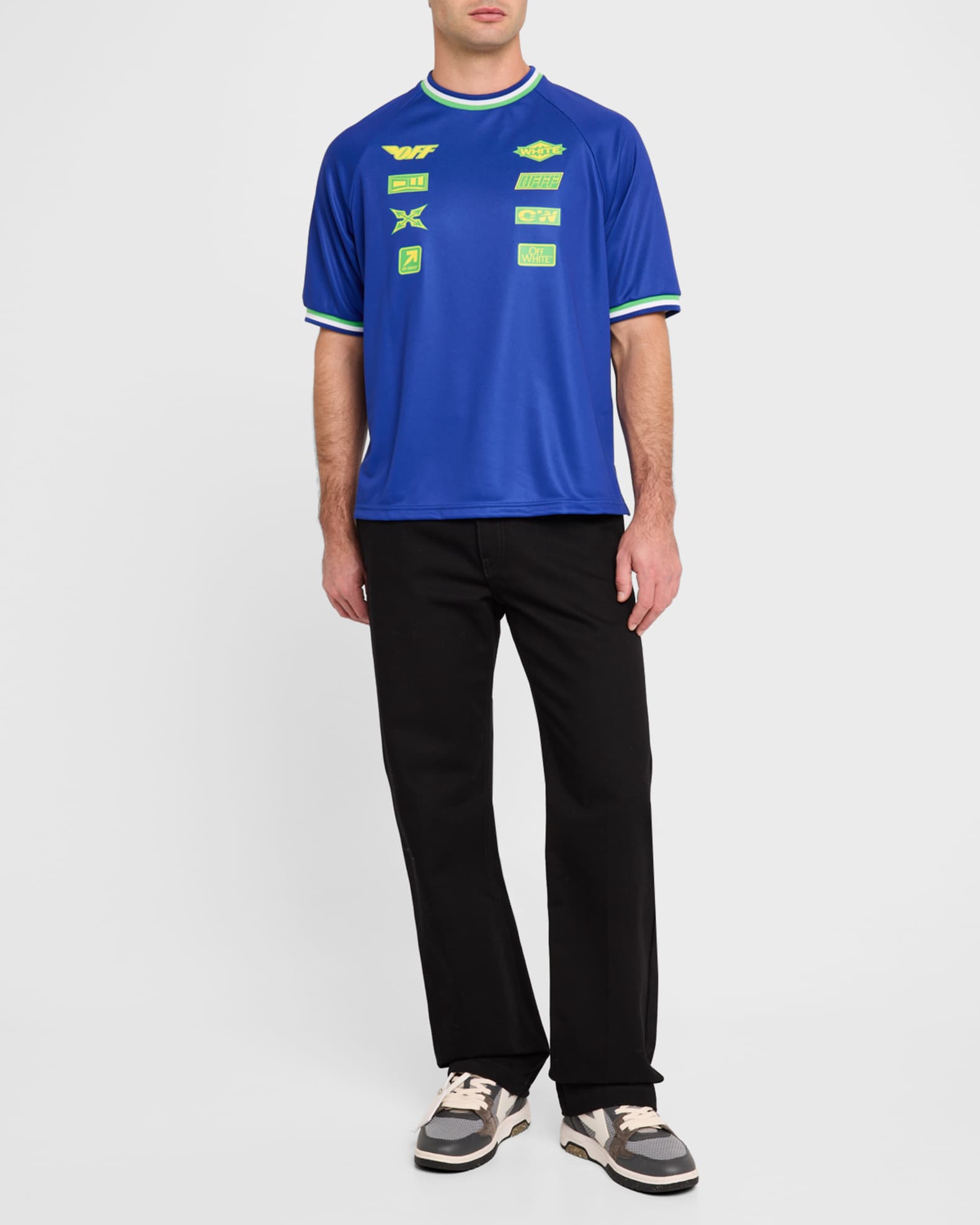 Off-White Men's Multi-Patch Sport Jersey | Neiman Marcus