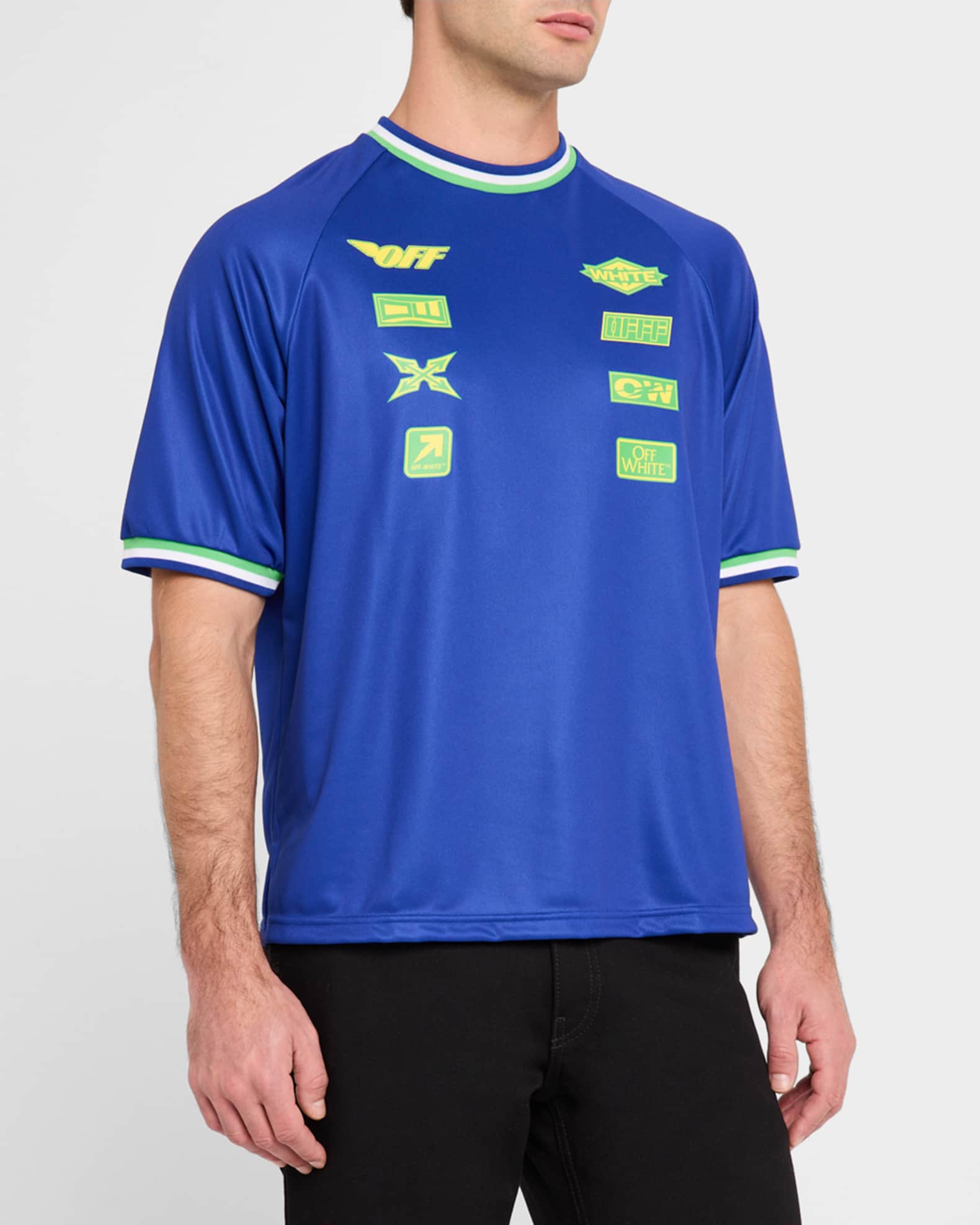 Off-White Men's Multi-Patch Sport Jersey | Neiman Marcus