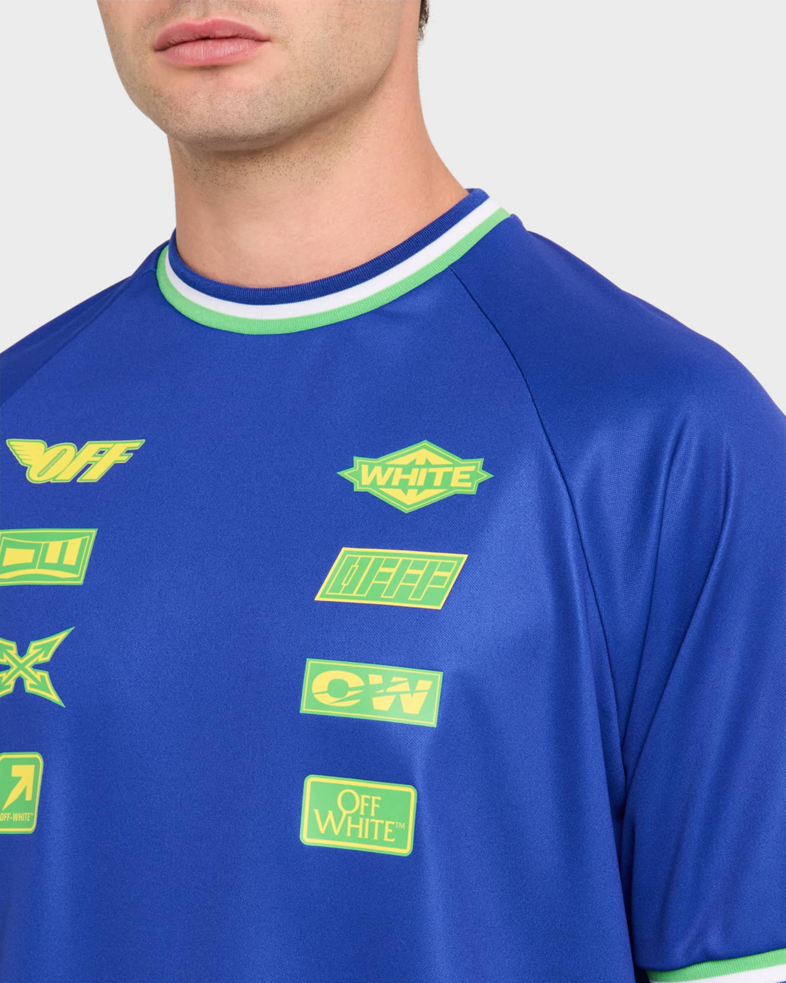 Off-White Men's Multi-Patch Sport Jersey | Neiman Marcus