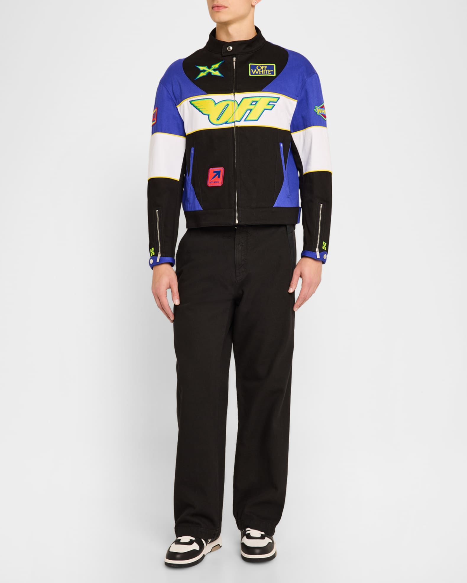 Off-White Men's Multi-Patch Colorblock Racing Jacket | Neiman Marcus