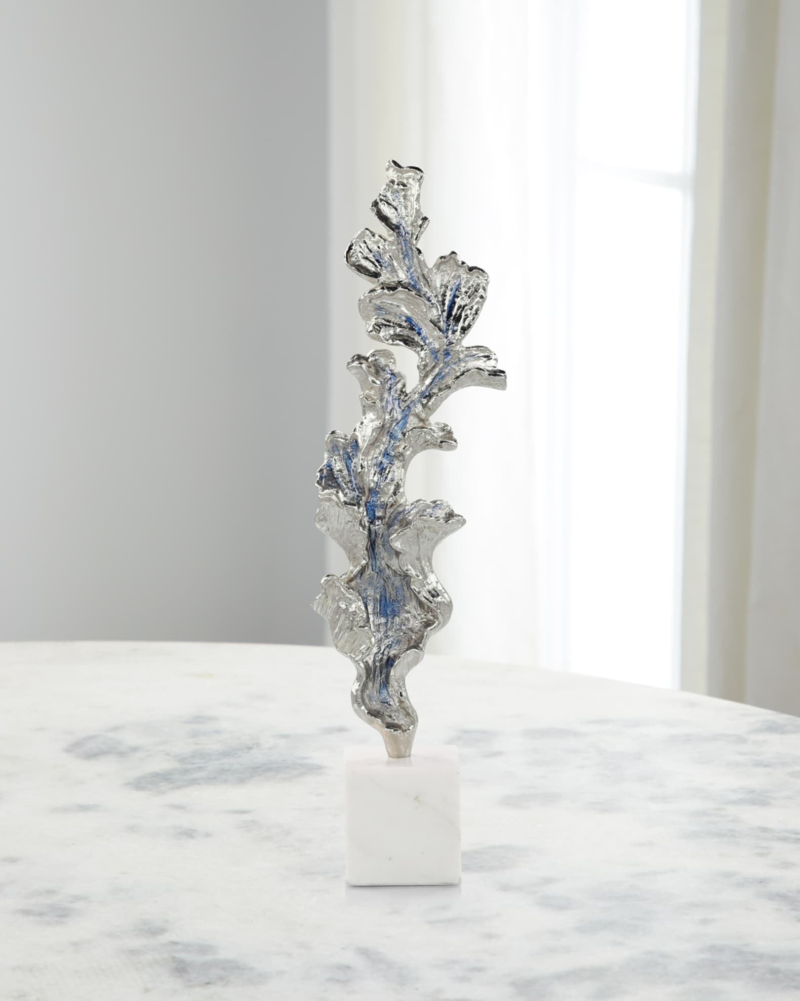 John-Richard Collection Gleaming Leaf Sculpture on Marble Base, Large ...