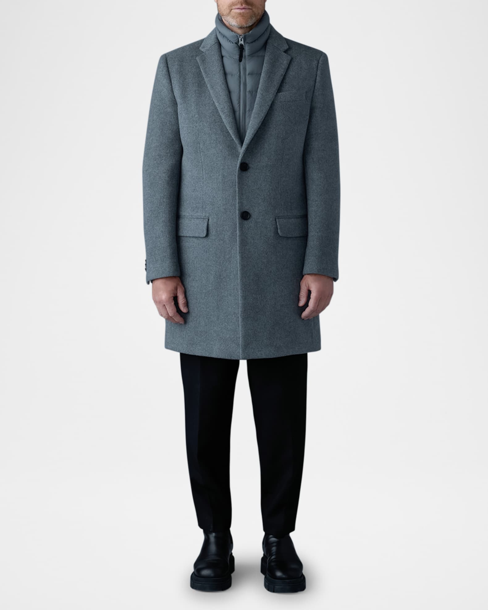 Mackage Men's Wool Topcoat with Removable Down Bib | Neiman Marcus
