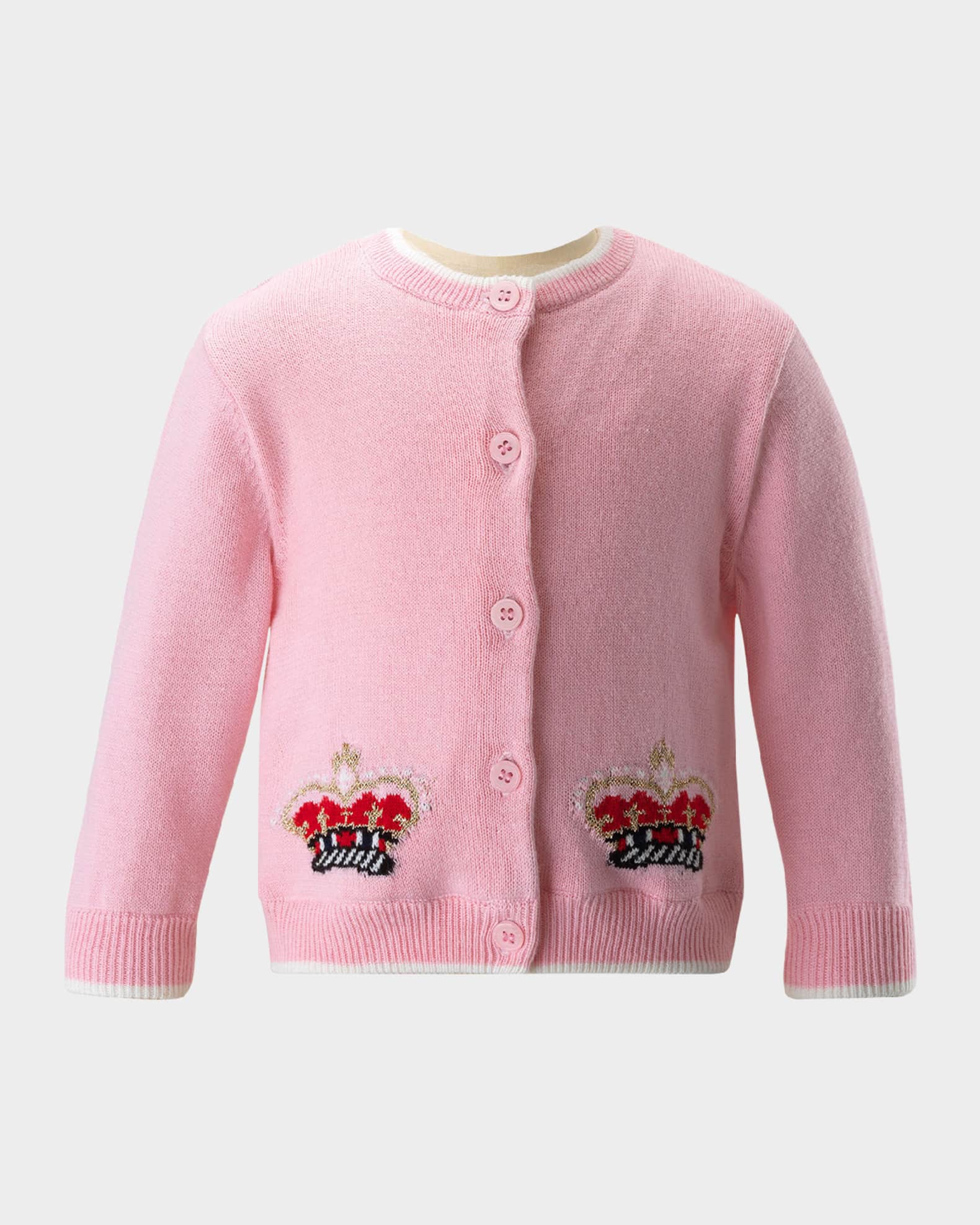 Rachel Riley Girl's Cardigan W/ Double Crown Intarsia, Size 6M-24M ...