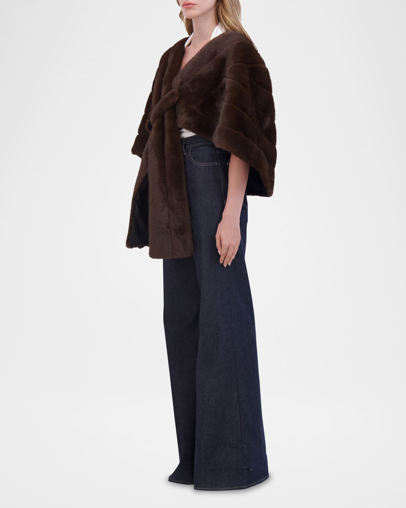 Theia Mink-Like Faux Fur Stole | Neiman Marcus