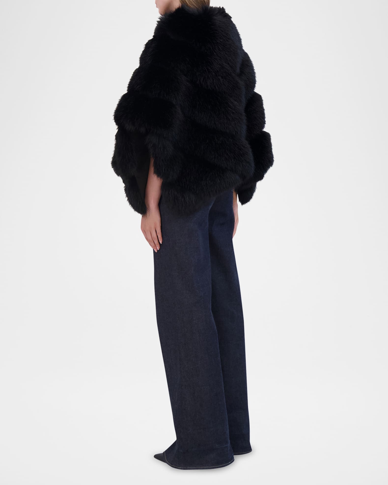 Theia Chevron Fox-Like Faux Fur Cape | Neiman Marcus