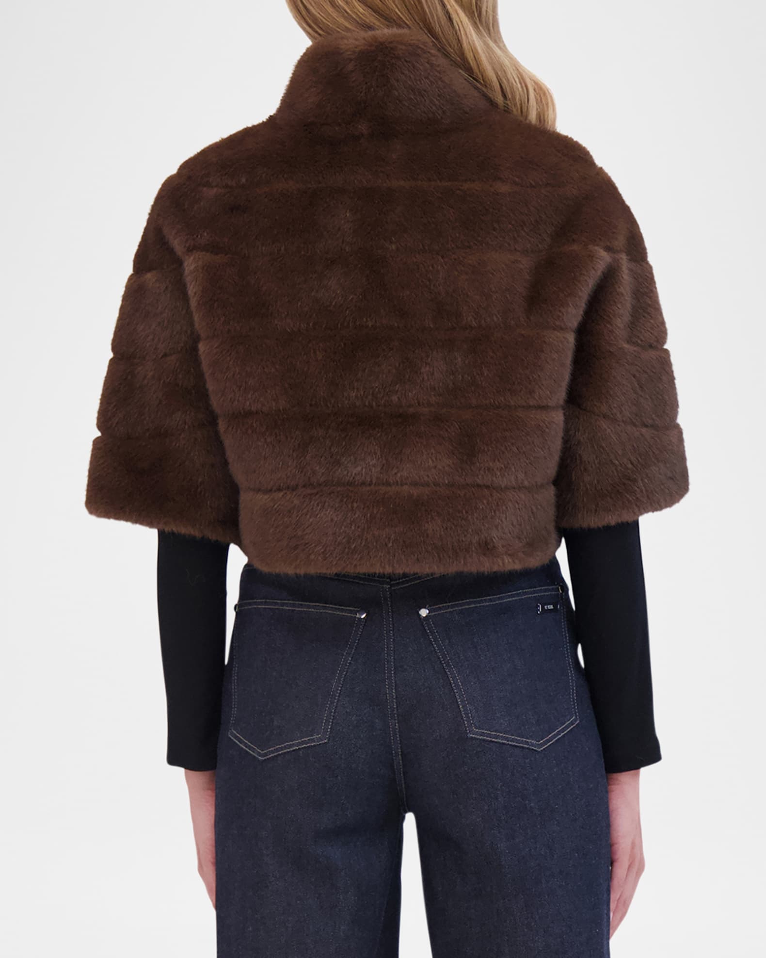 Theia Mink-Like Faux Fur Bolero | Neiman Marcus