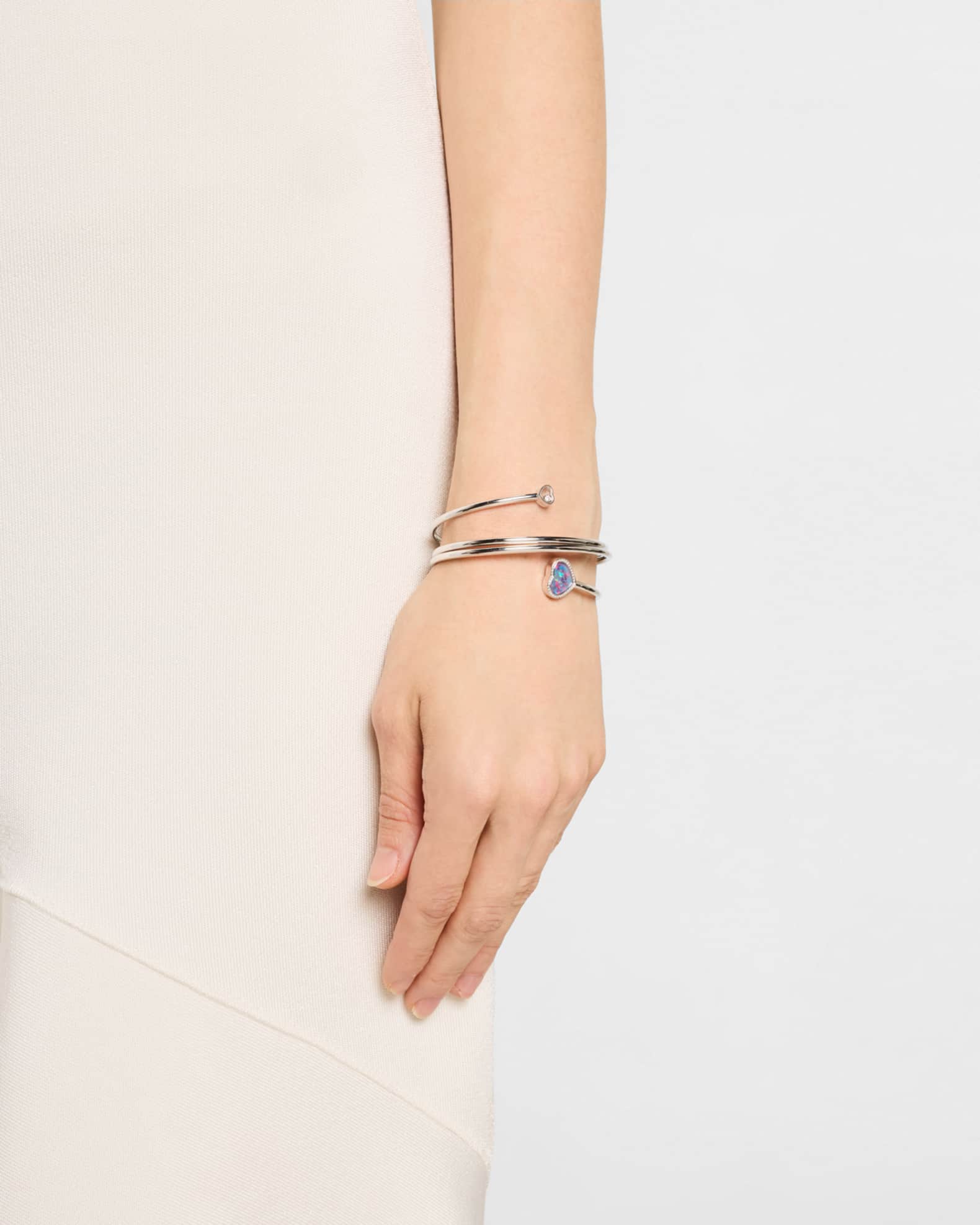 Chopard Happy Hearts 18K White Gold Opal & Diamond Bracelet | Neiman Marcus