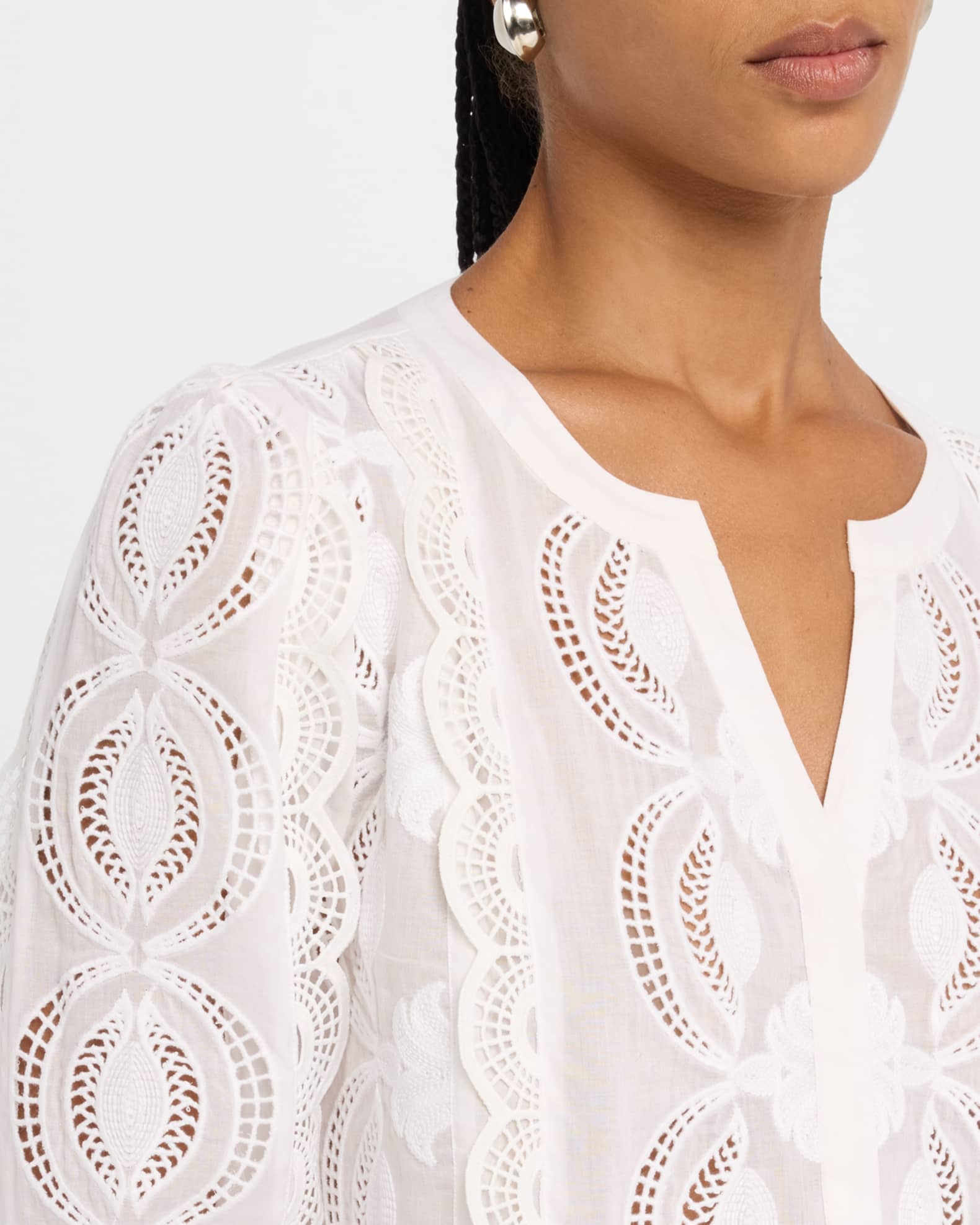Johnny Was Makaylin Embroidered Cotton Blouse | Neiman Marcus