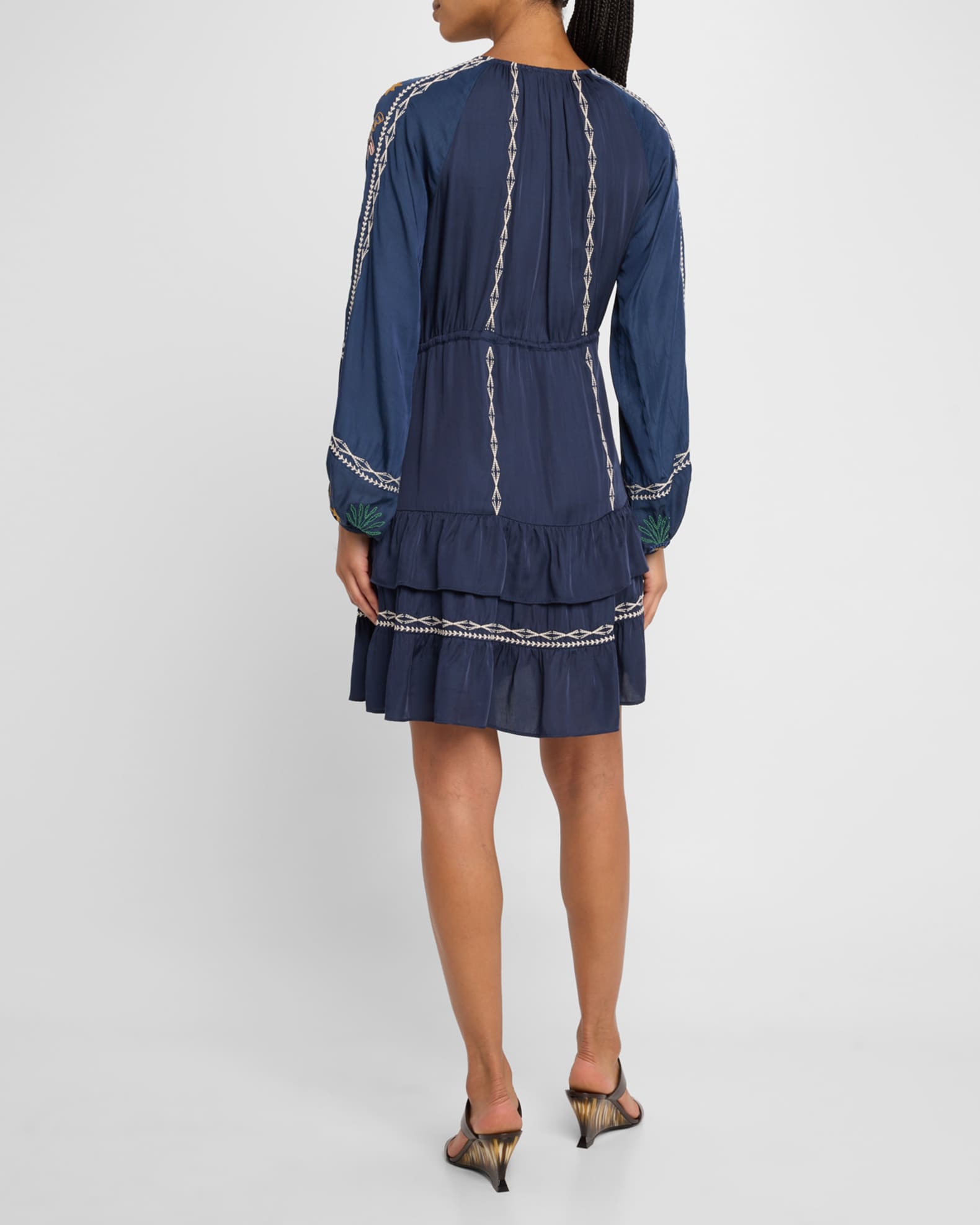 Johnny Was Lexie Embroidered Ruffle-Tiered Dress | Neiman Marcus