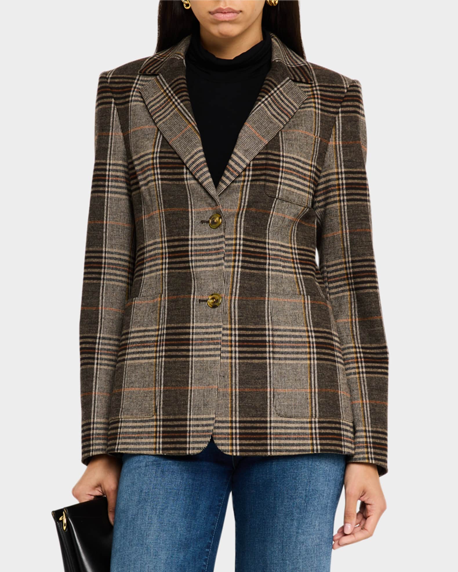 ARGENT Single-Breasted Plaid Weekend Blazer | Neiman Marcus