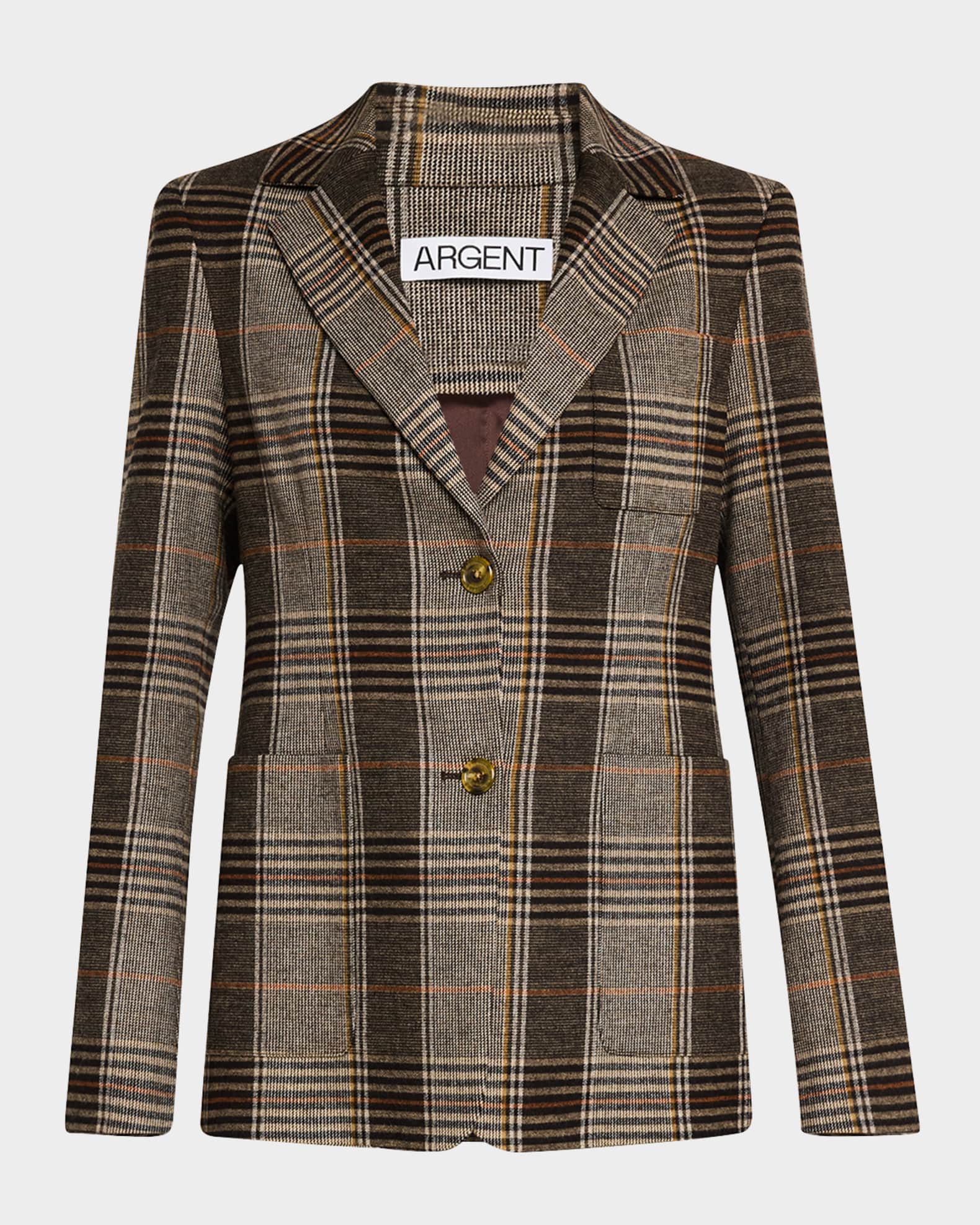 ARGENT Single-Breasted Plaid Weekend Blazer | Neiman Marcus