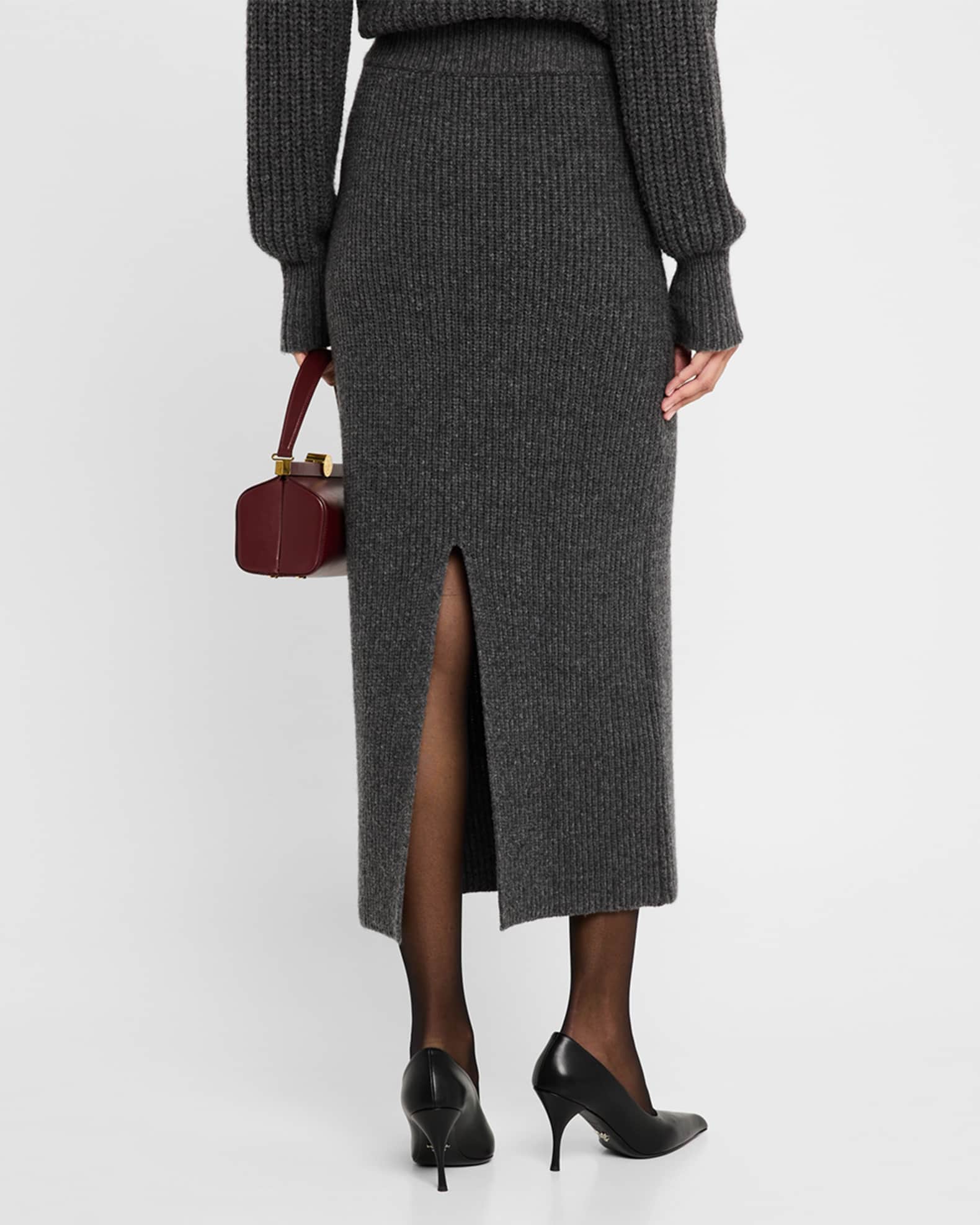 ARGENT Ribbed Midi Pencil Skirt | Neiman Marcus