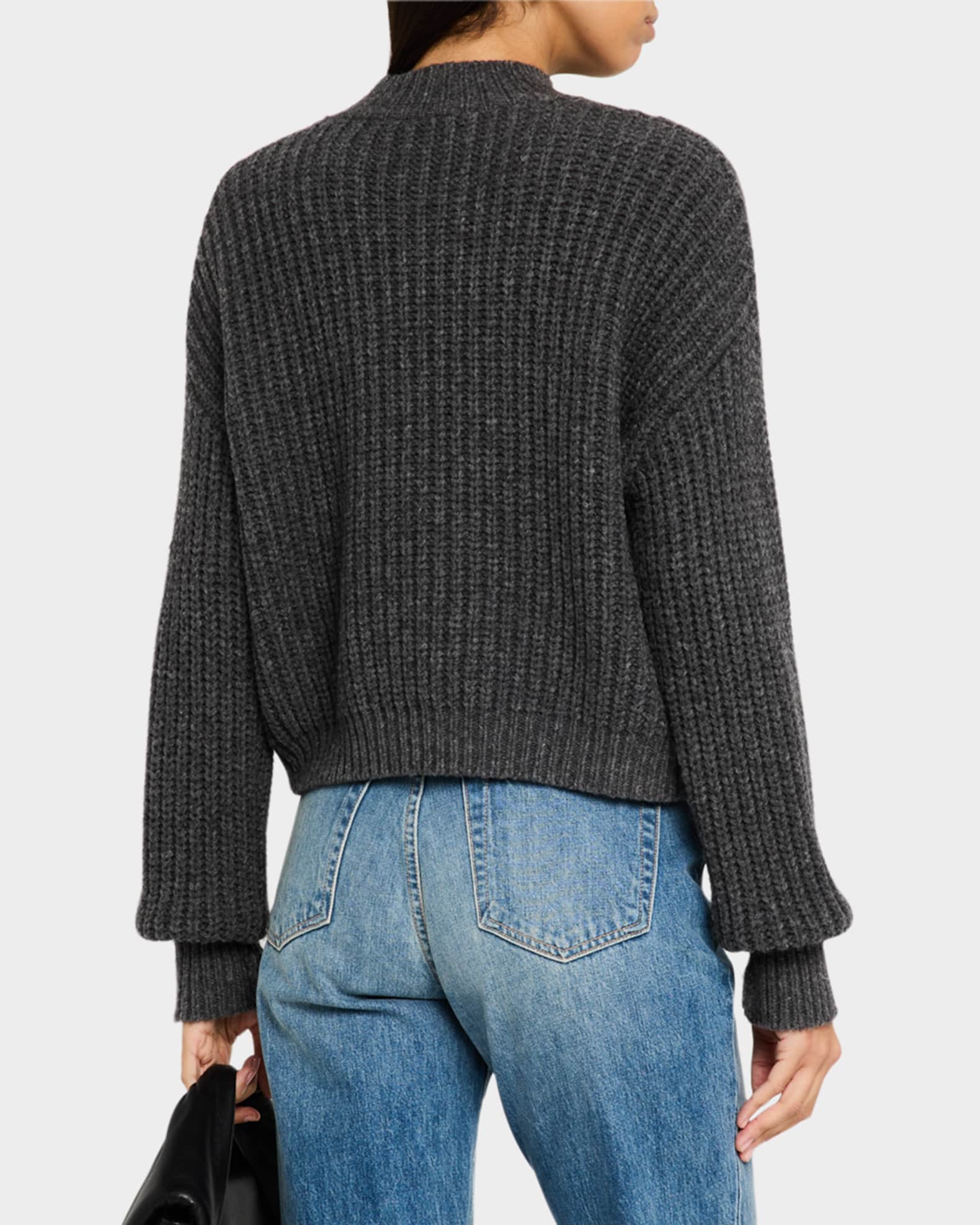 ARGENT Ribbed Mock-Neck Fisherman Sweater | Neiman Marcus