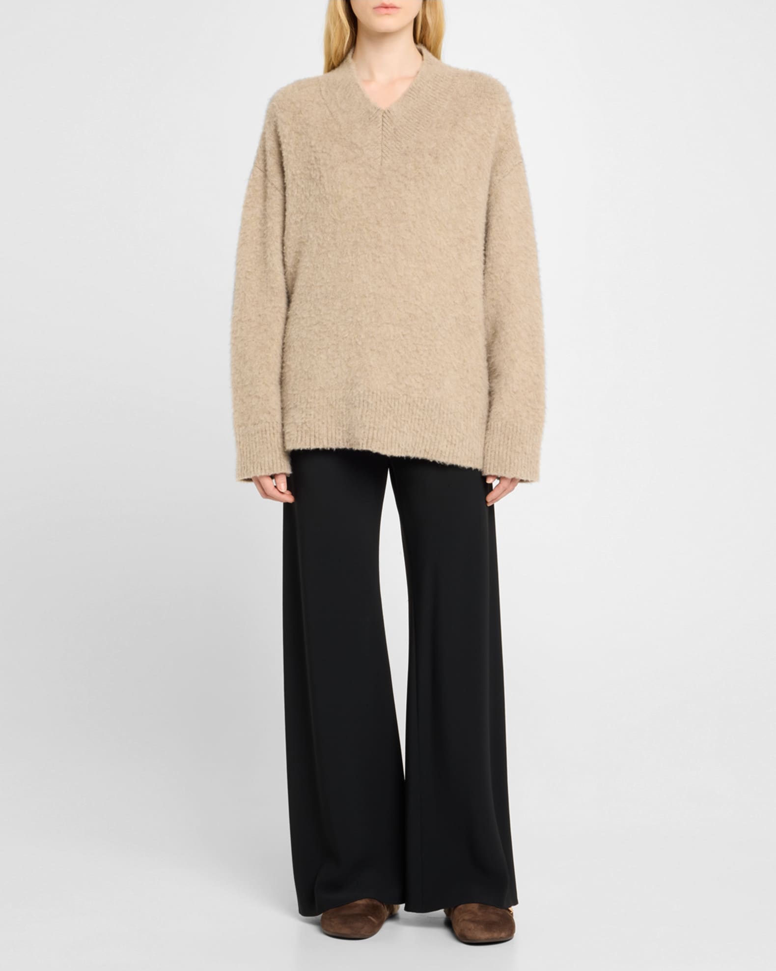 Tory Burch Mellow Suede Shearling Mules | Neiman Marcus