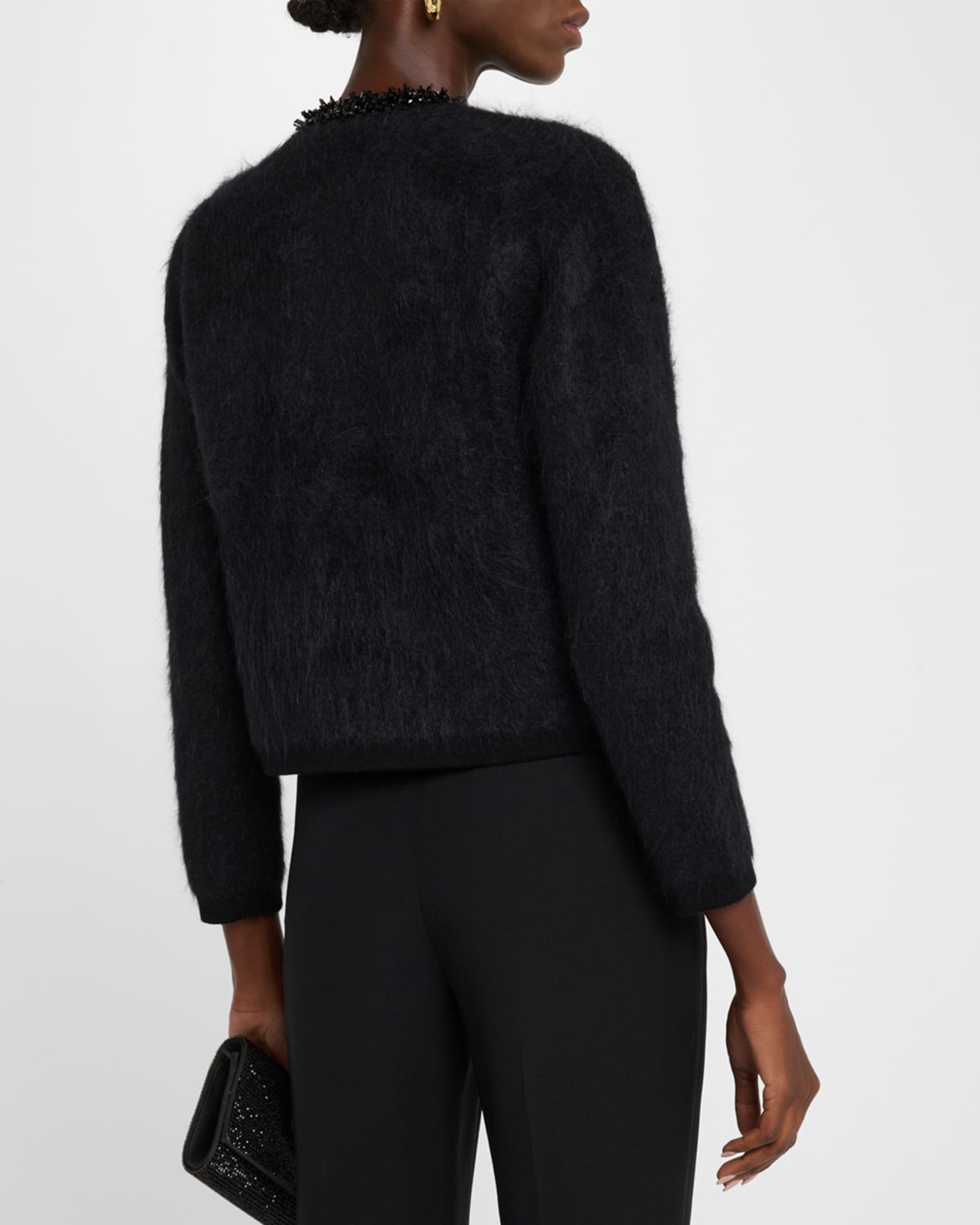Kobi Halperin Madeline Fuzzy Bead-Trim Sweater | Neiman Marcus