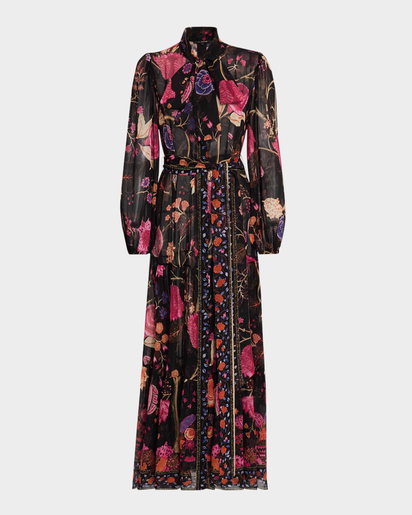 Kobi Halperin Leah Tiered Floral-Print Chiffon Maxi Dress | Neiman Marcus