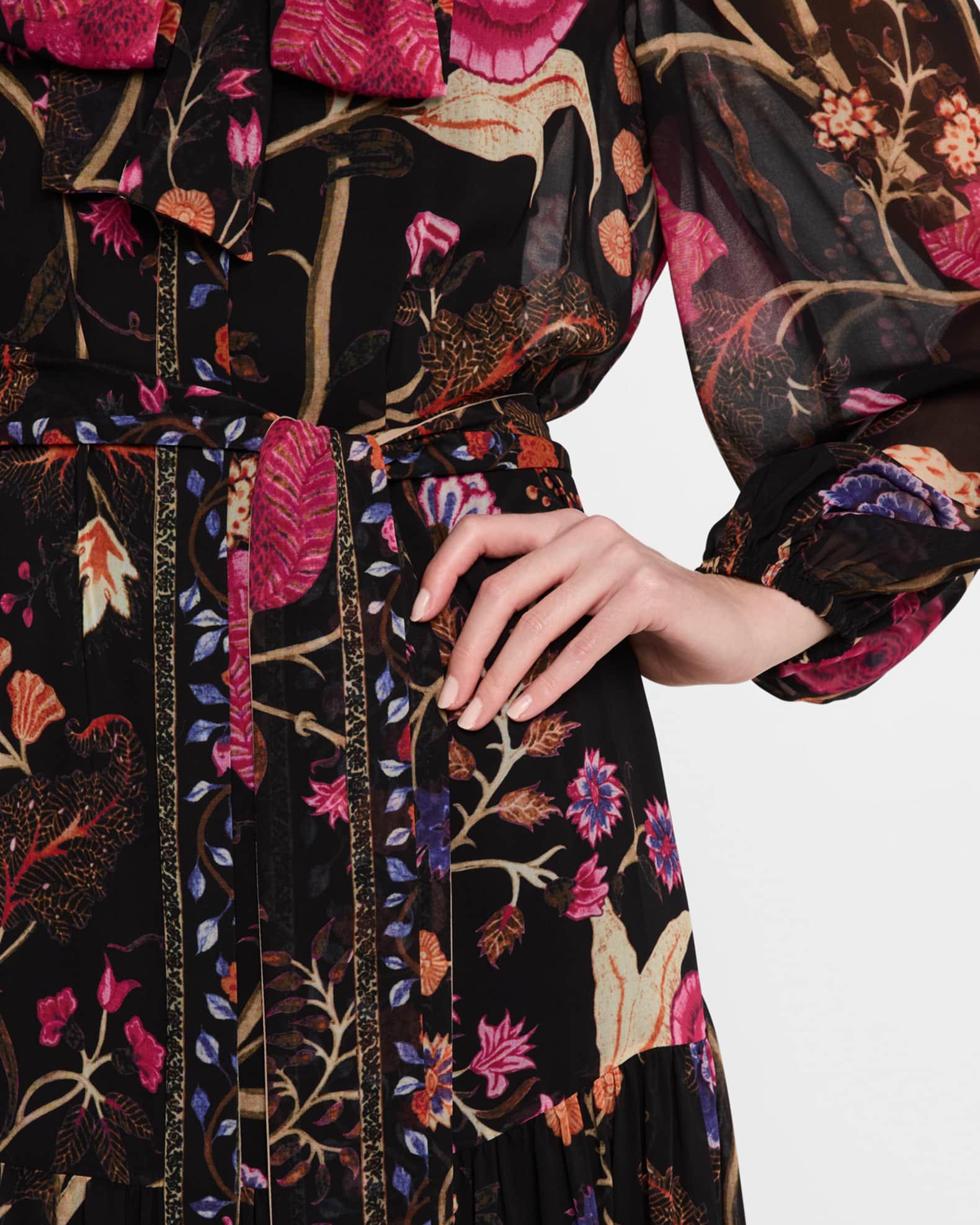 Kobi Halperin Leah Tiered Floral-Print Chiffon Maxi Dress | Neiman Marcus