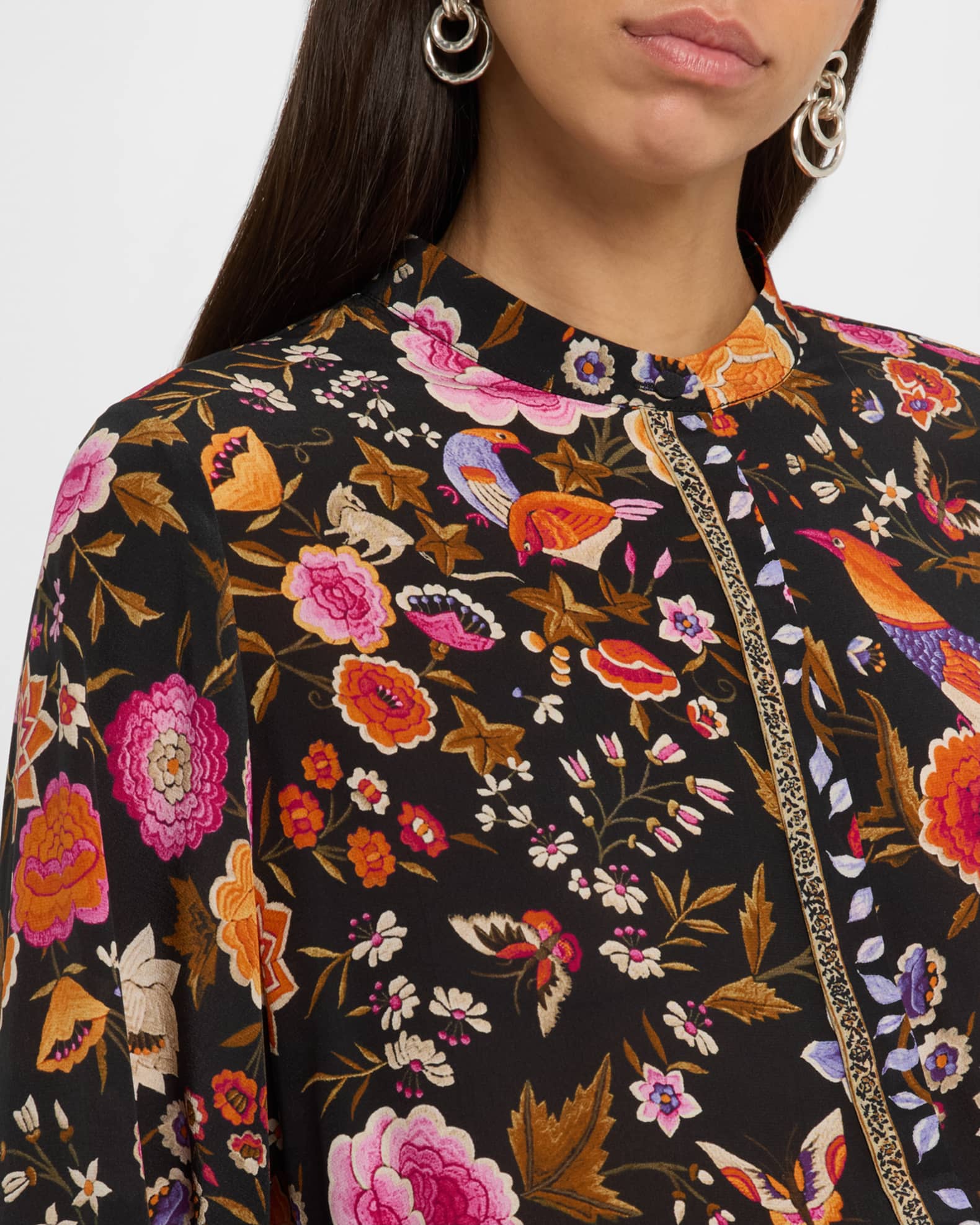 Kobi Halperin Fionna Floral-Print Silk Blouse | Neiman Marcus