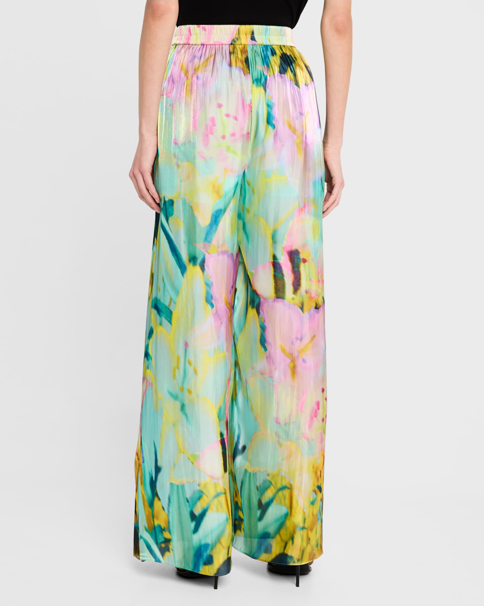 Kobi Halperin Loretta Wide-Leg Metallic Satin Pants | Neiman Marcus