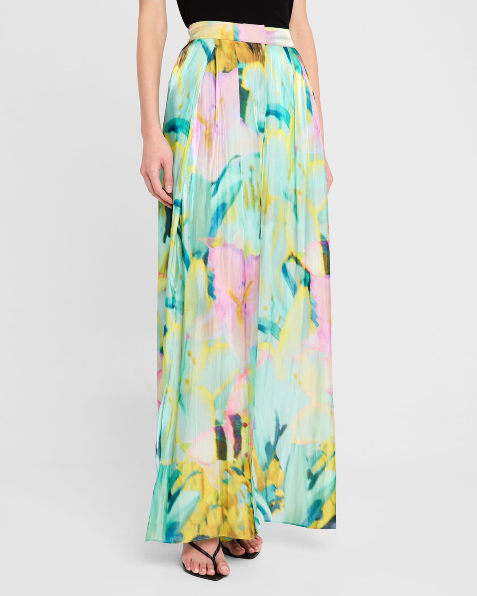 Kobi Halperin Loretta Wide-Leg Metallic Satin Pants | Neiman Marcus