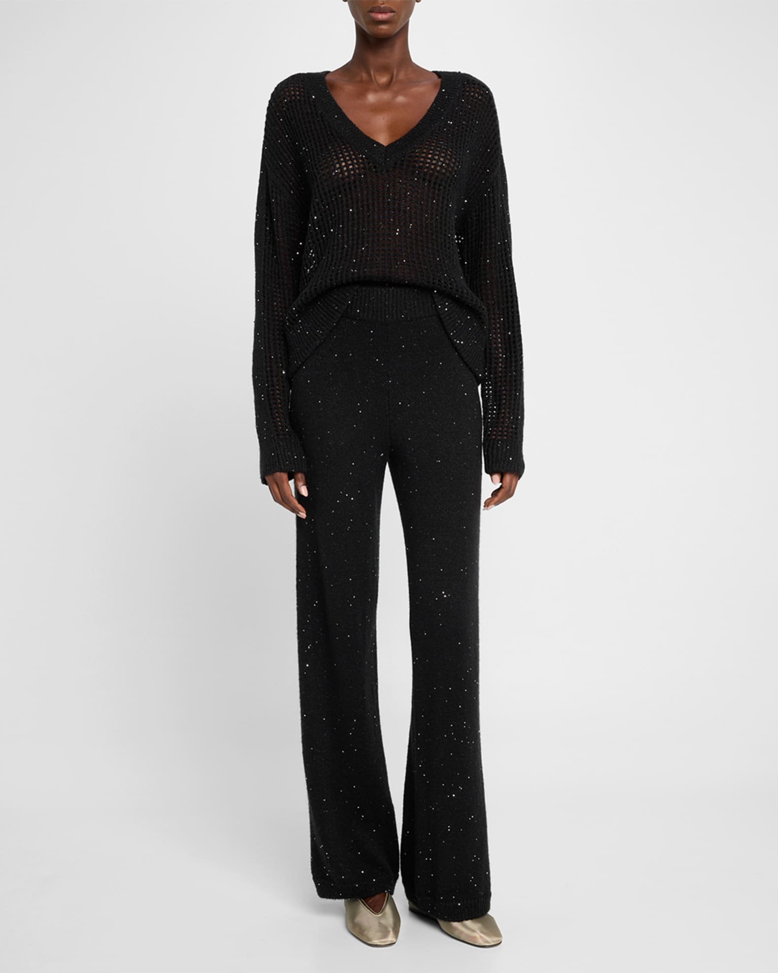 ATM Anthony Thomas Melillo Sequined Wool-Blend Net Stitch Sweater ...