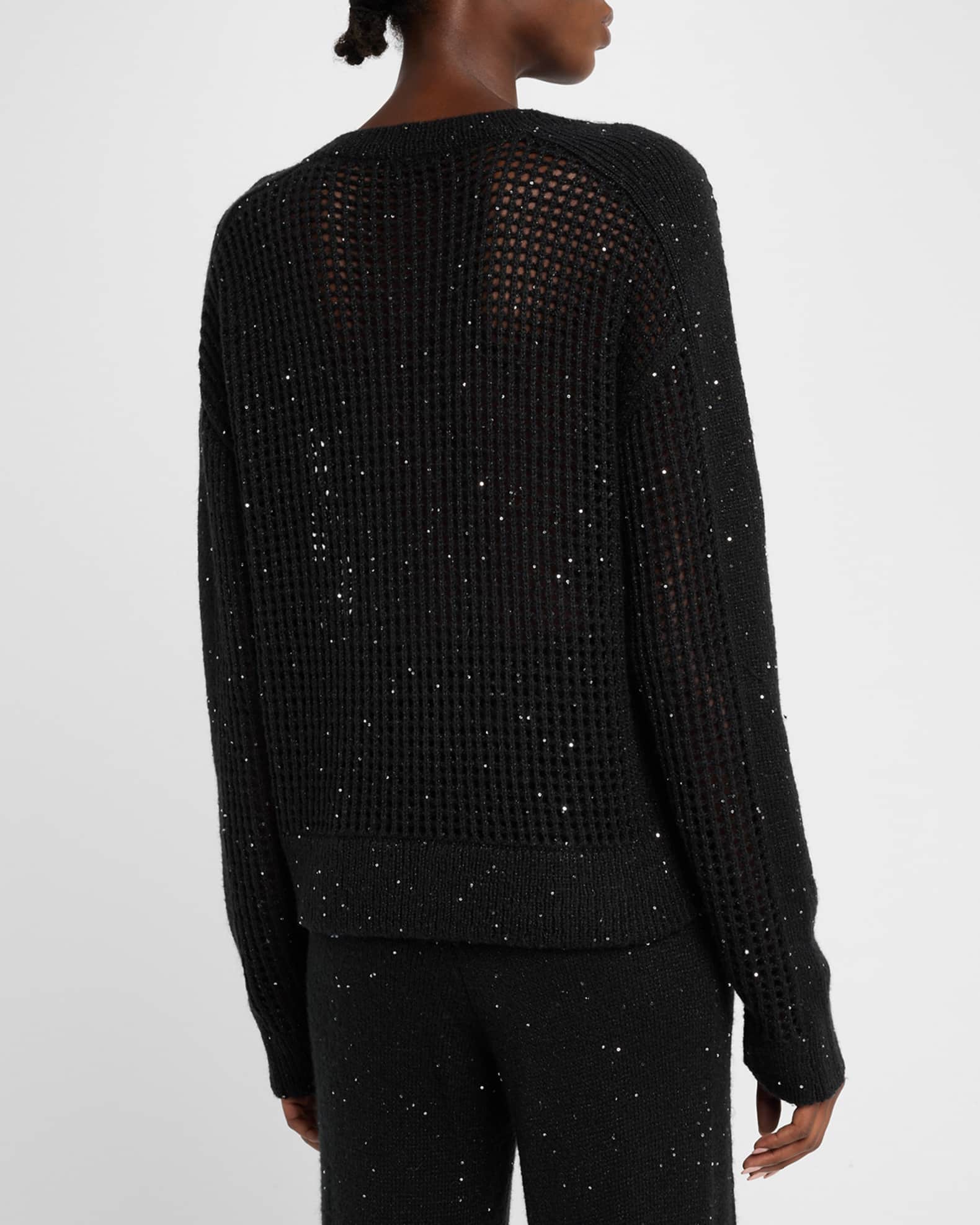 ATM Anthony Thomas Melillo Sequined Wool-Blend Net Stitch Sweater ...