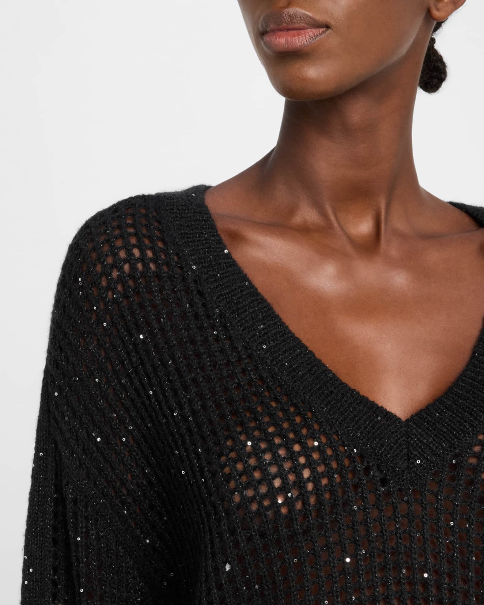 ATM Anthony Thomas Melillo Sequined Wool-Blend Net Stitch Sweater ...