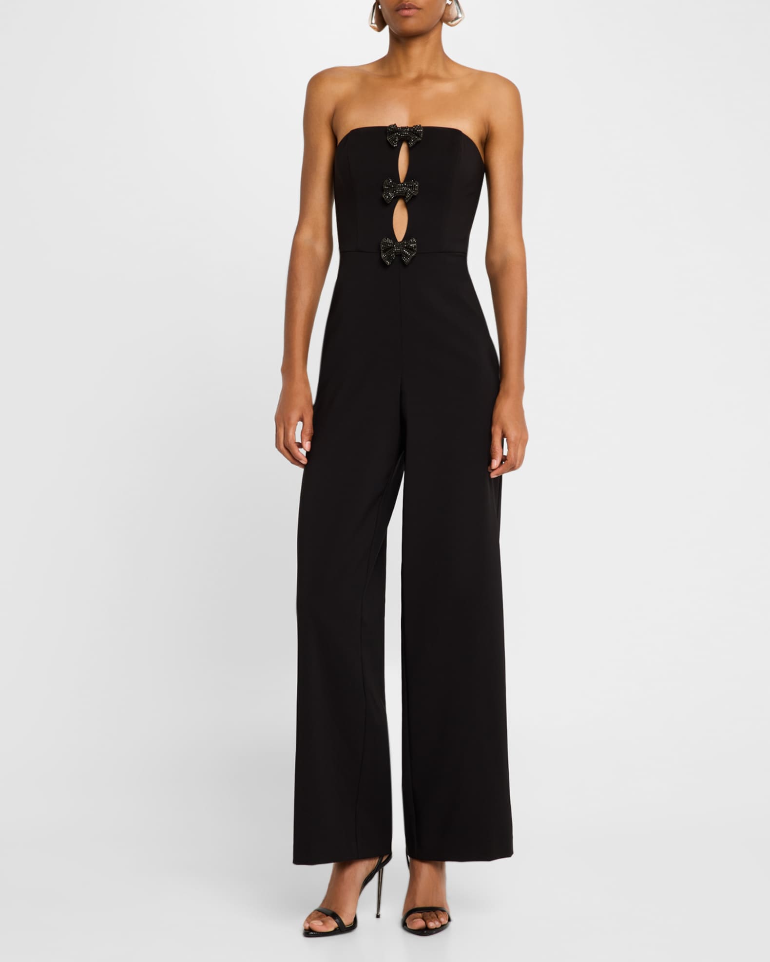 Liv Foster Strapless Bow-Embellished Crepe Jumpsuit | Neiman Marcus