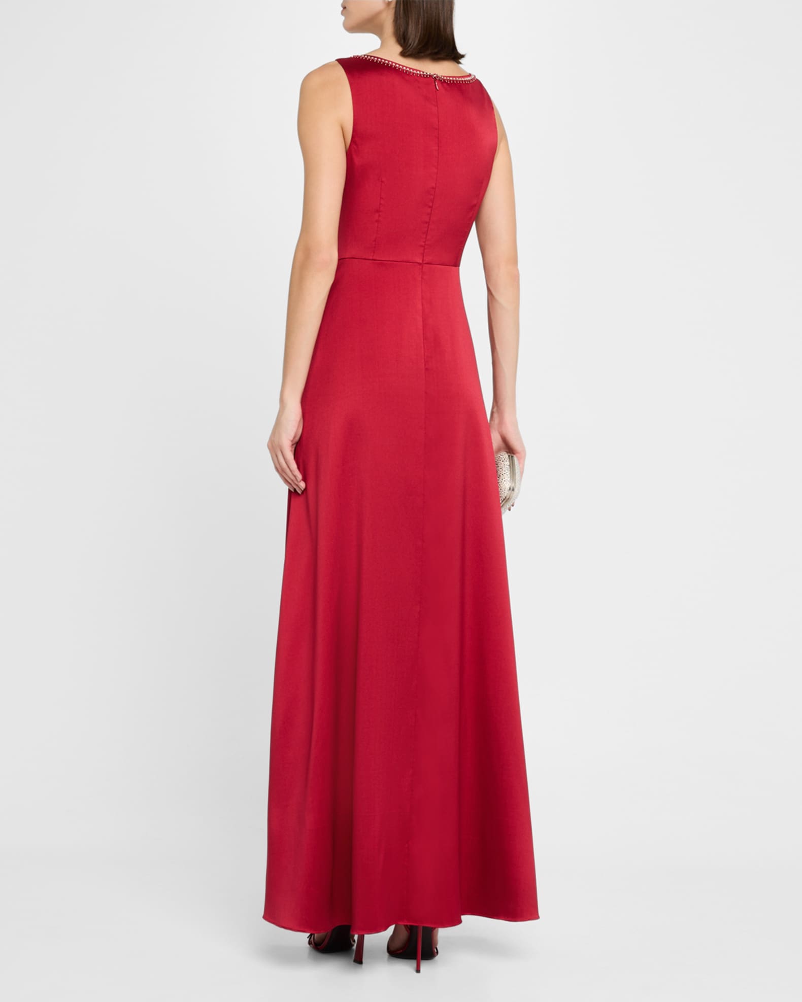 Aidan Mattox Sleeveless Beaded Stretch Mikado Gown | Neiman Marcus