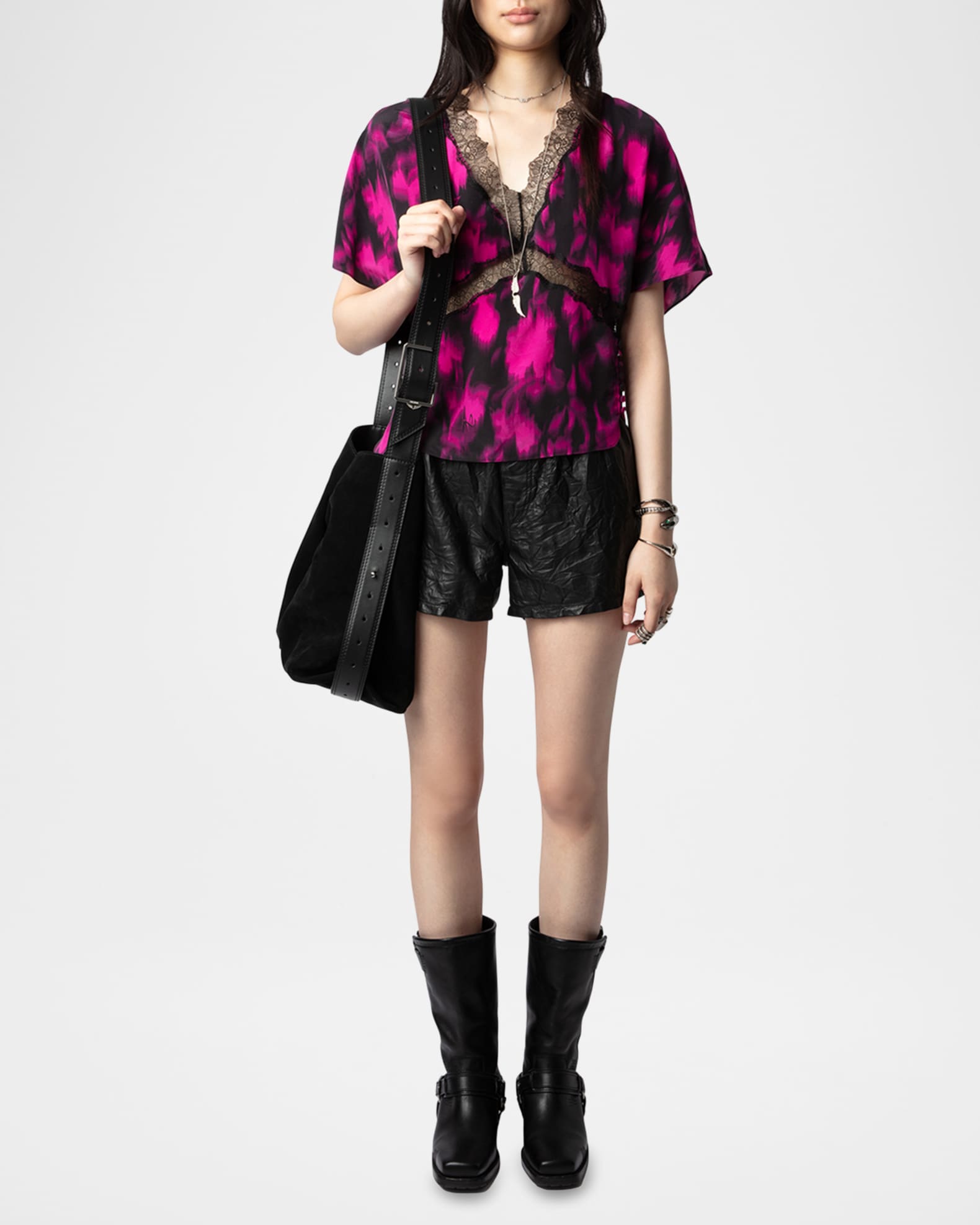 Zadig & Voltaire Tzar X-Ray Printed Silk Crepe De Chine Blouse | Neiman ...