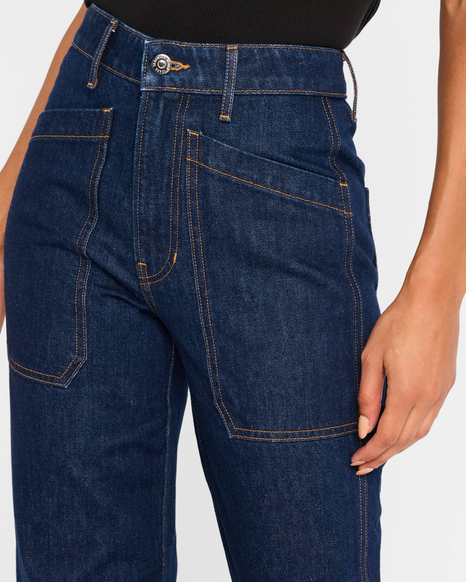 Veronica Beard Dylan High-Rise Straight Cuffed Jeans | Neiman Marcus