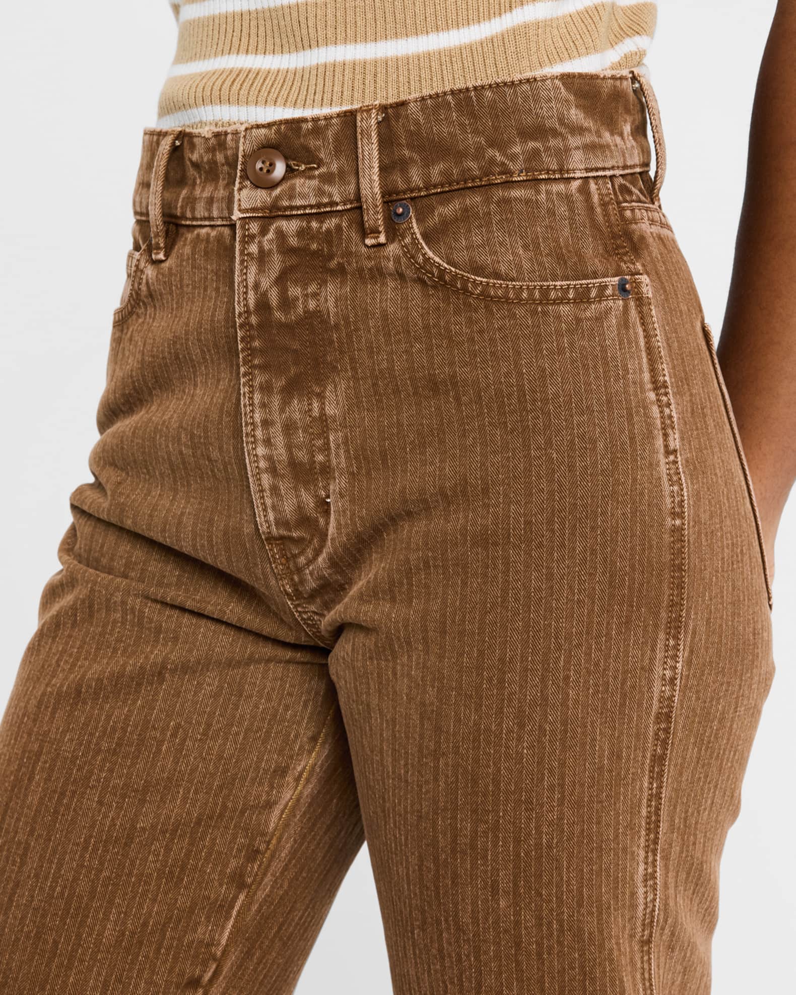 Veronica Beard Dylan High-Rise Straight Cuffed Jeans | Neiman Marcus