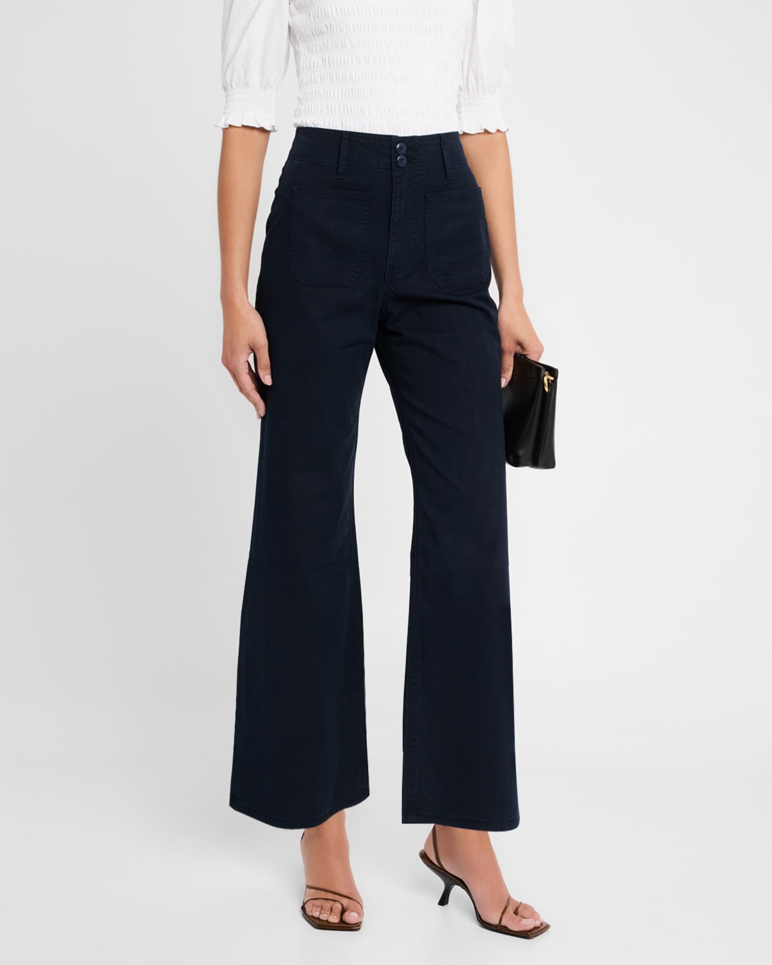 Veronica Beard Grant Cropped High-Rise Wide-Leg Pants | Neiman Marcus