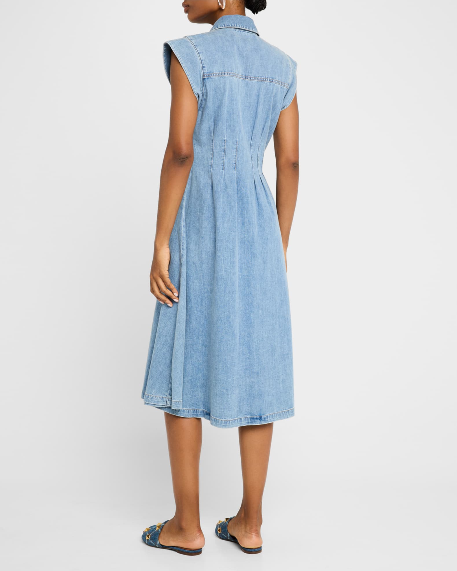 Veronica Beard Ruben Button-Front Midi Dress | Neiman Marcus