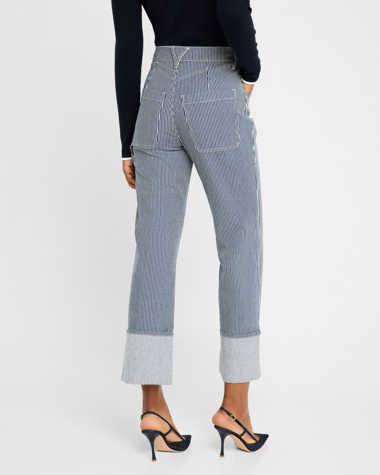 Veronica Beard Dylan High-Rise Straight Cuffed Jeans | Neiman Marcus