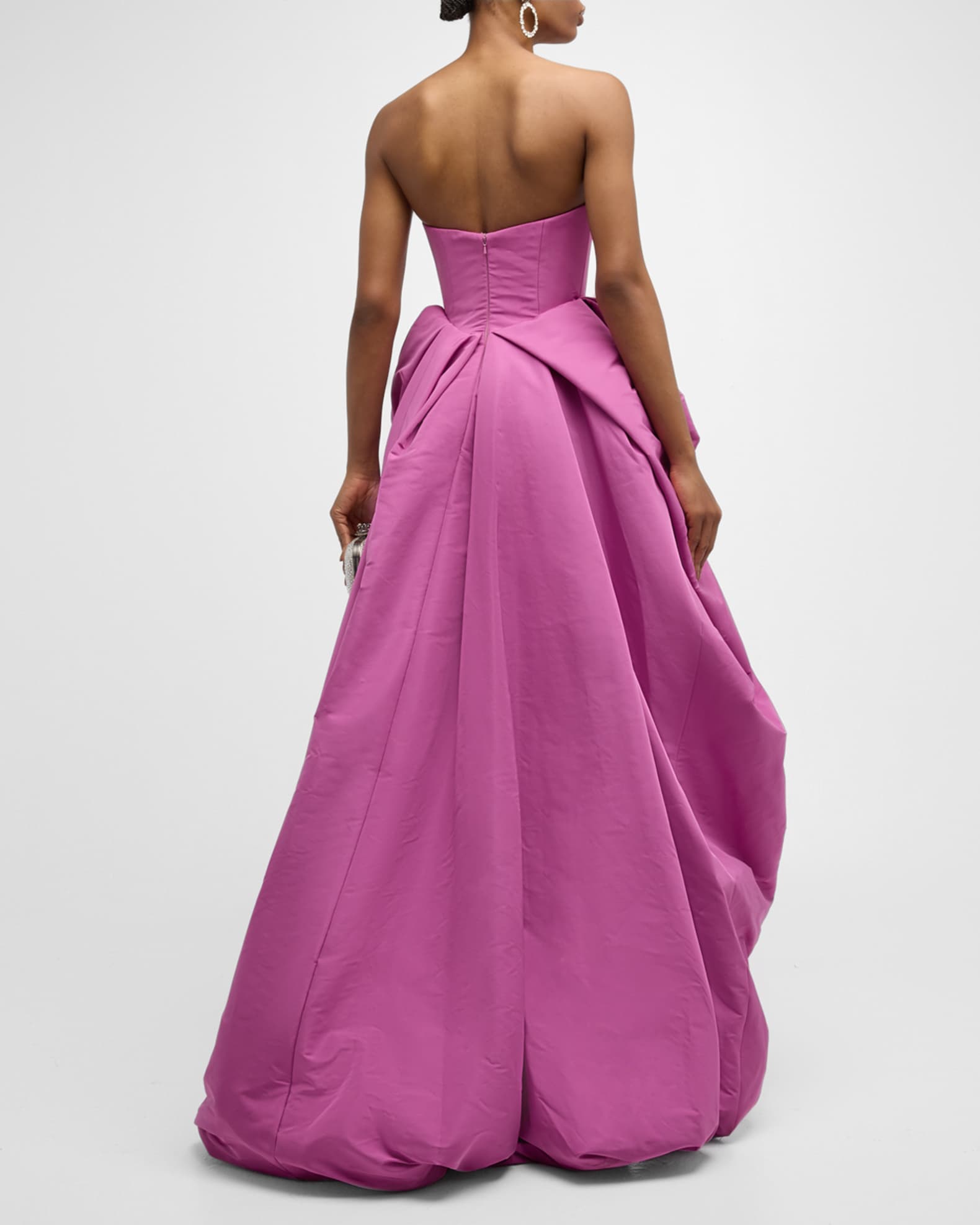 Oscar de la Renta Strapless Draped High-Low Faille Gown | Neiman Marcus