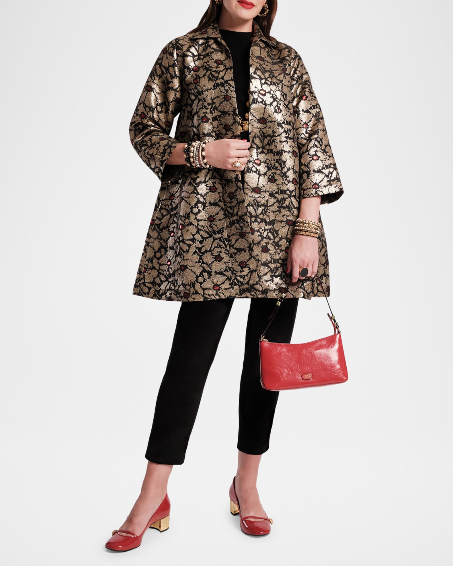 Frances Valentine Cornelia Metallic Jacquard Swing Jacket | Neiman Marcus