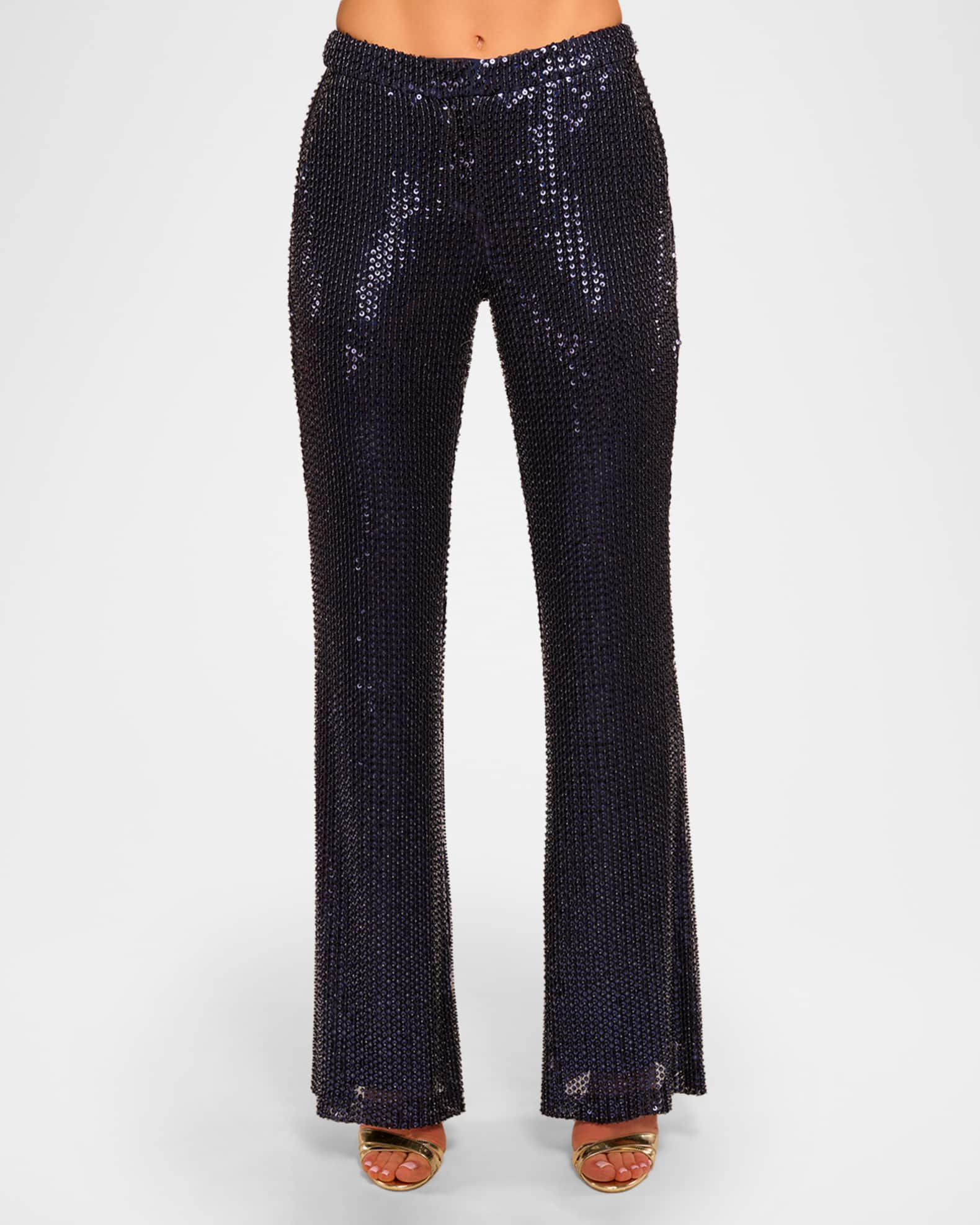 Ramy Brook Olivian Sequined Straight-Leg Pants | Neiman Marcus