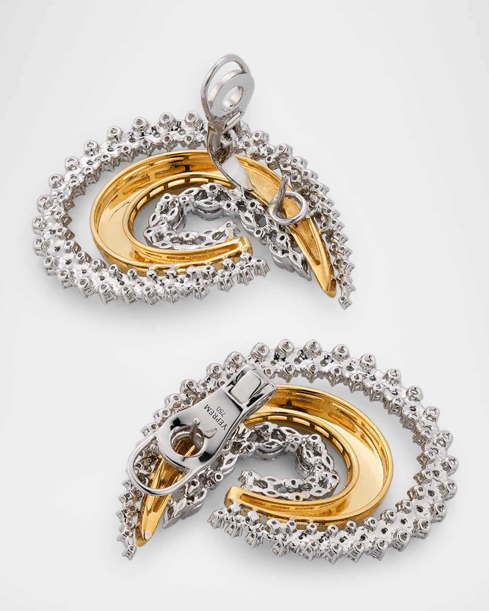 Yeprem 18K Yellow and White Gold Golden Strada Drop Earrings with ...