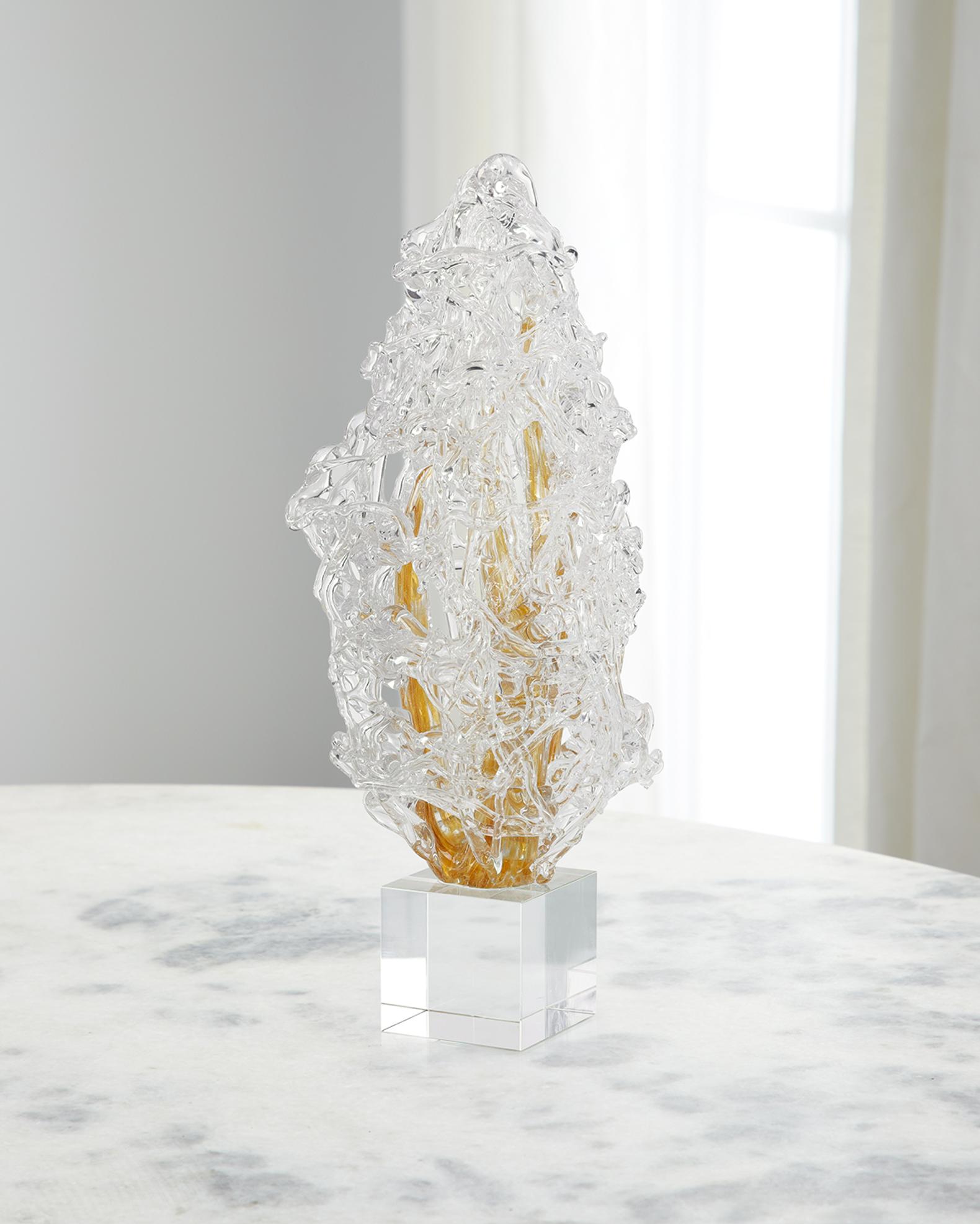 Frozen Flame Sculptures on Crystal Base | Neiman Marcus