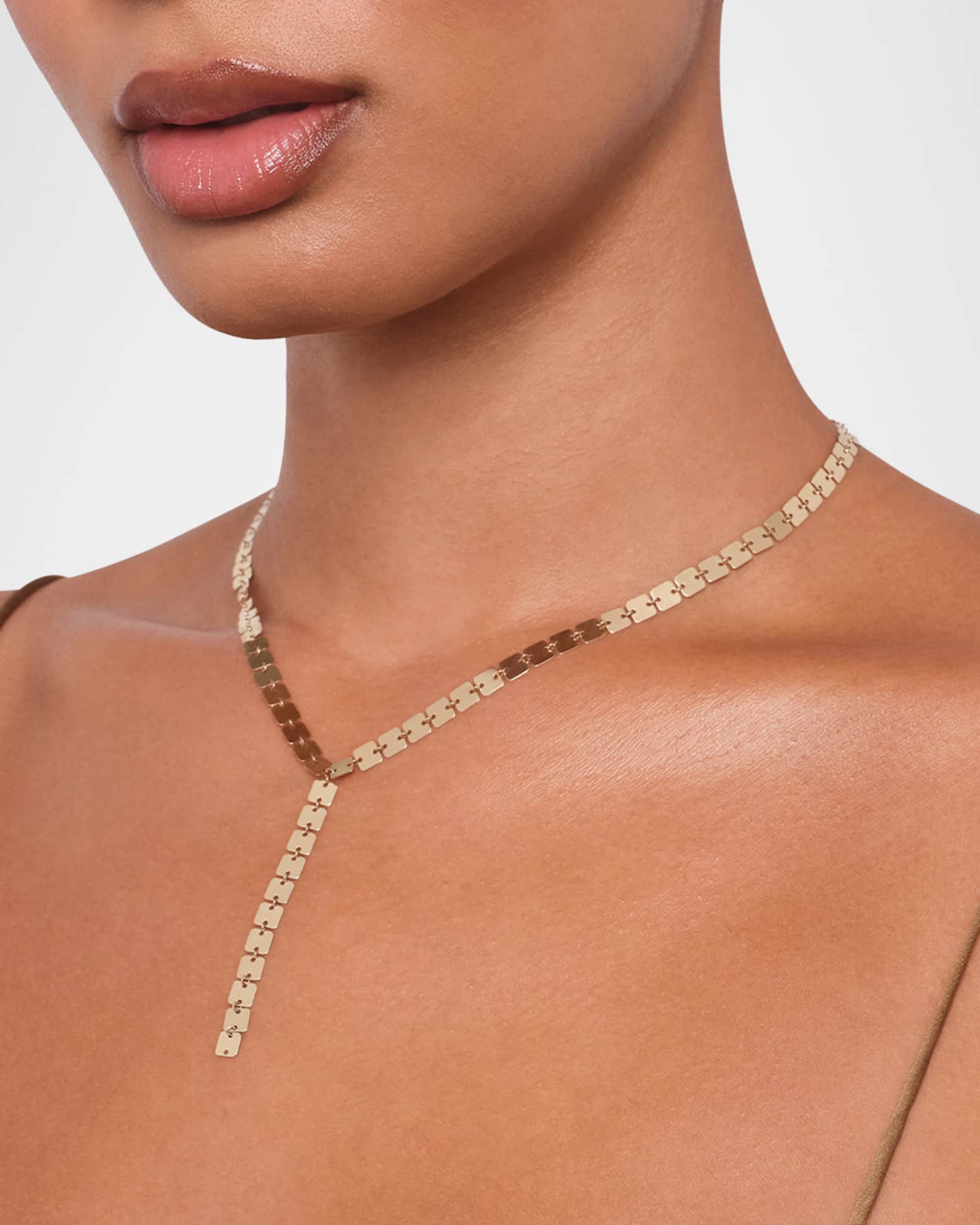 LANA Laser Square Chain Lariat Necklace | Neiman Marcus