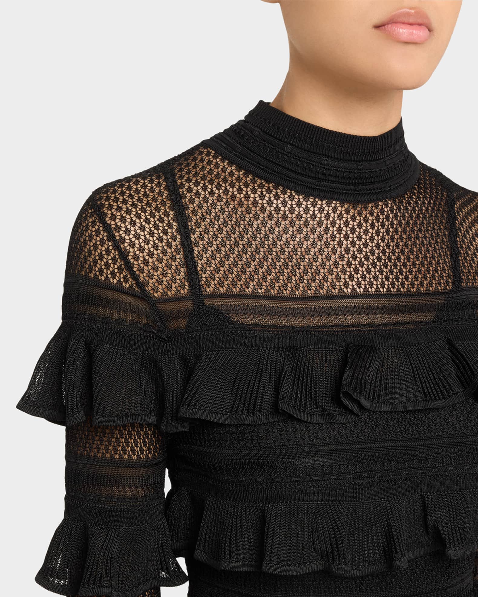 Zimmermann Crush High-Neck Frilled Mini Dress | Neiman Marcus