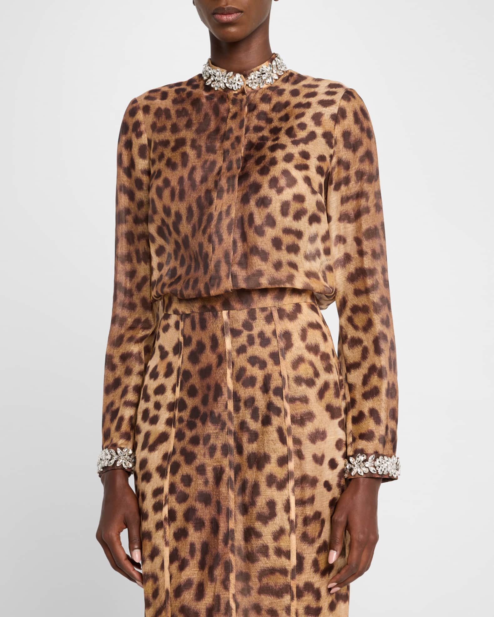 Zimmermann Crush Embellished Leopard Shirt | Neiman Marcus
