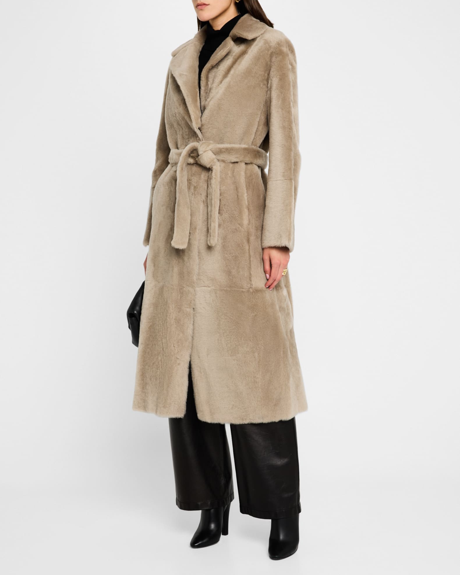Yves Salomon Reversible Belted Shearling Coat | Neiman Marcus