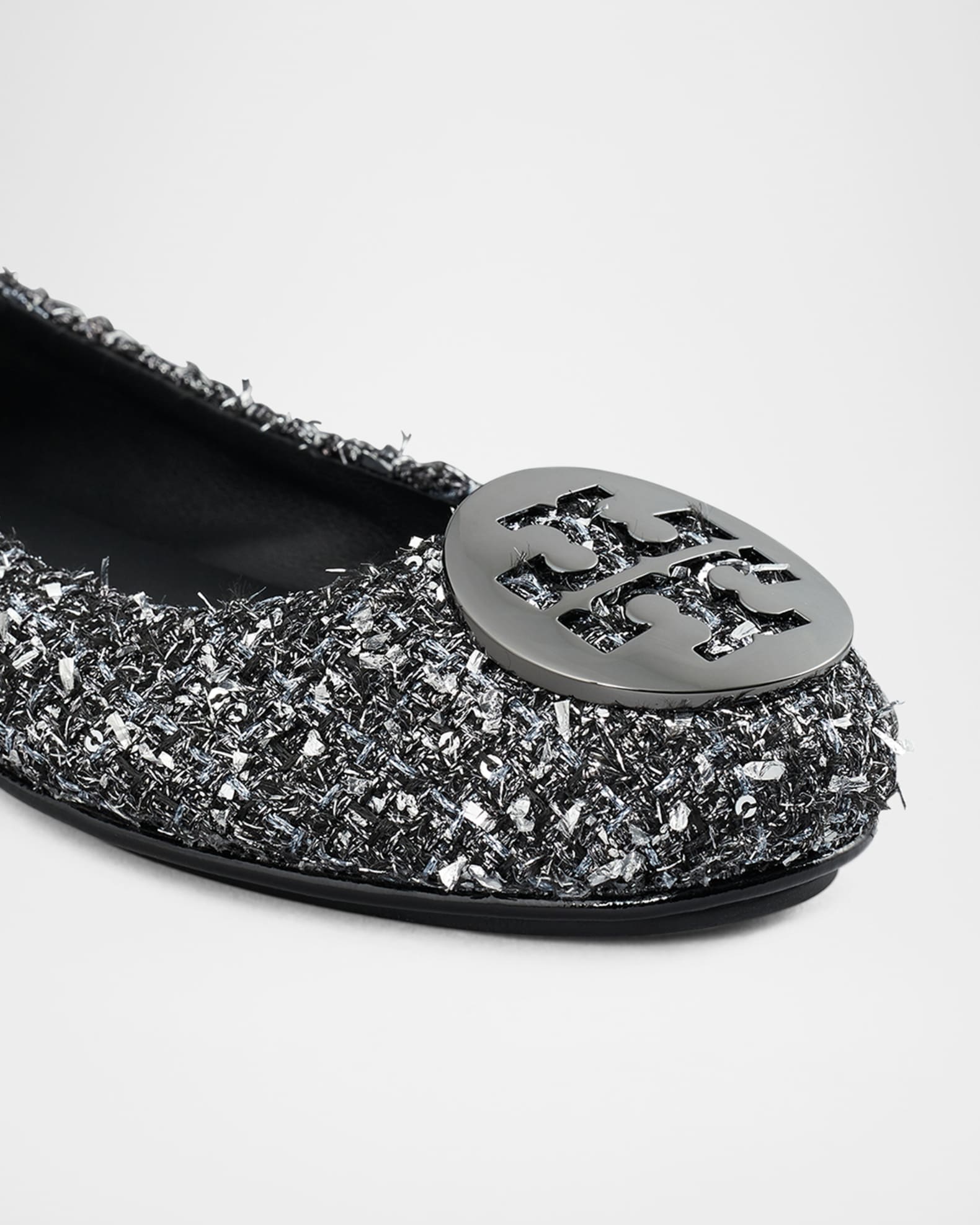 Tory Burch Minnie Tweed Travel Ballerina Flats | Neiman Marcus