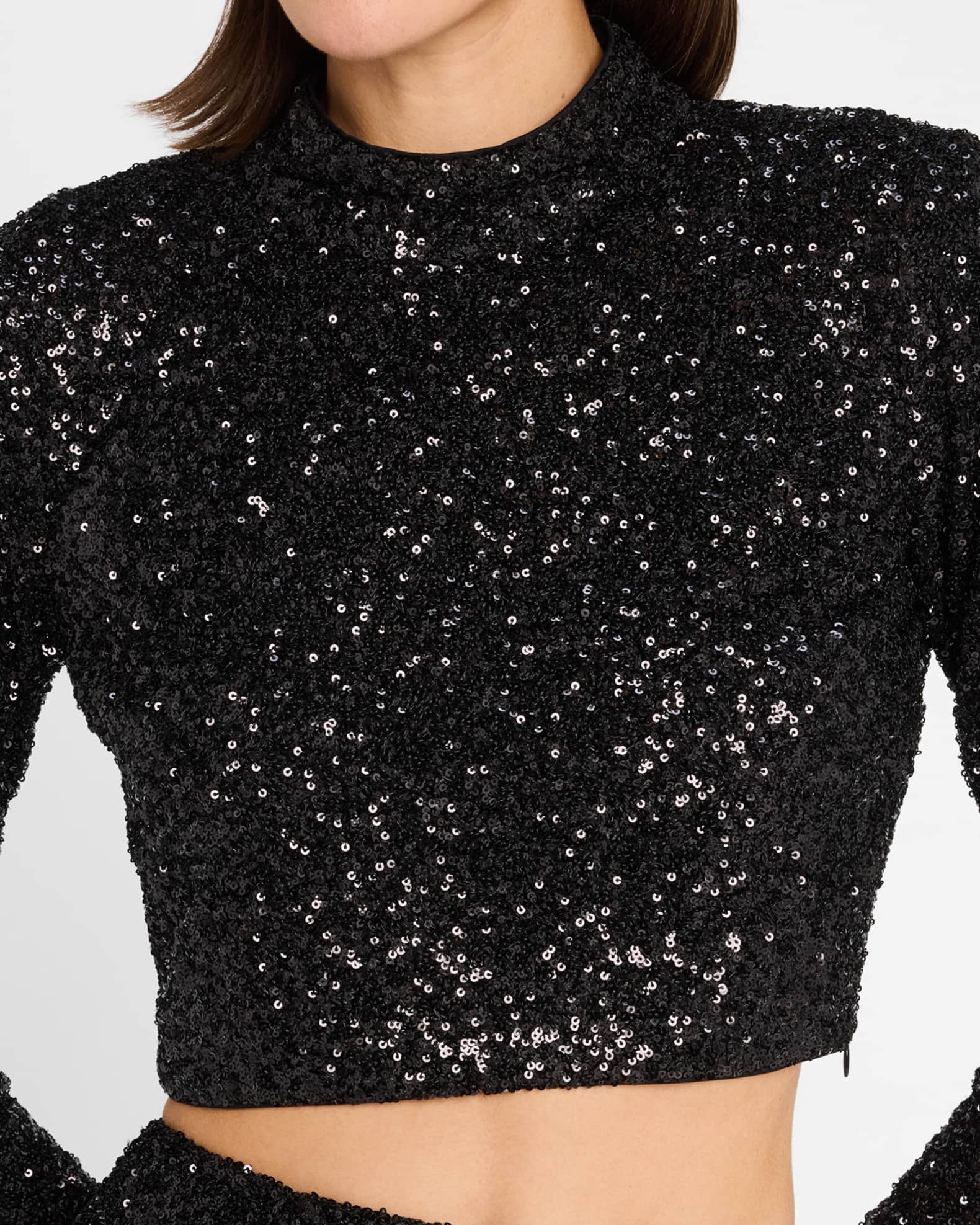 FRAME Cropped Sequin Top | Neiman Marcus