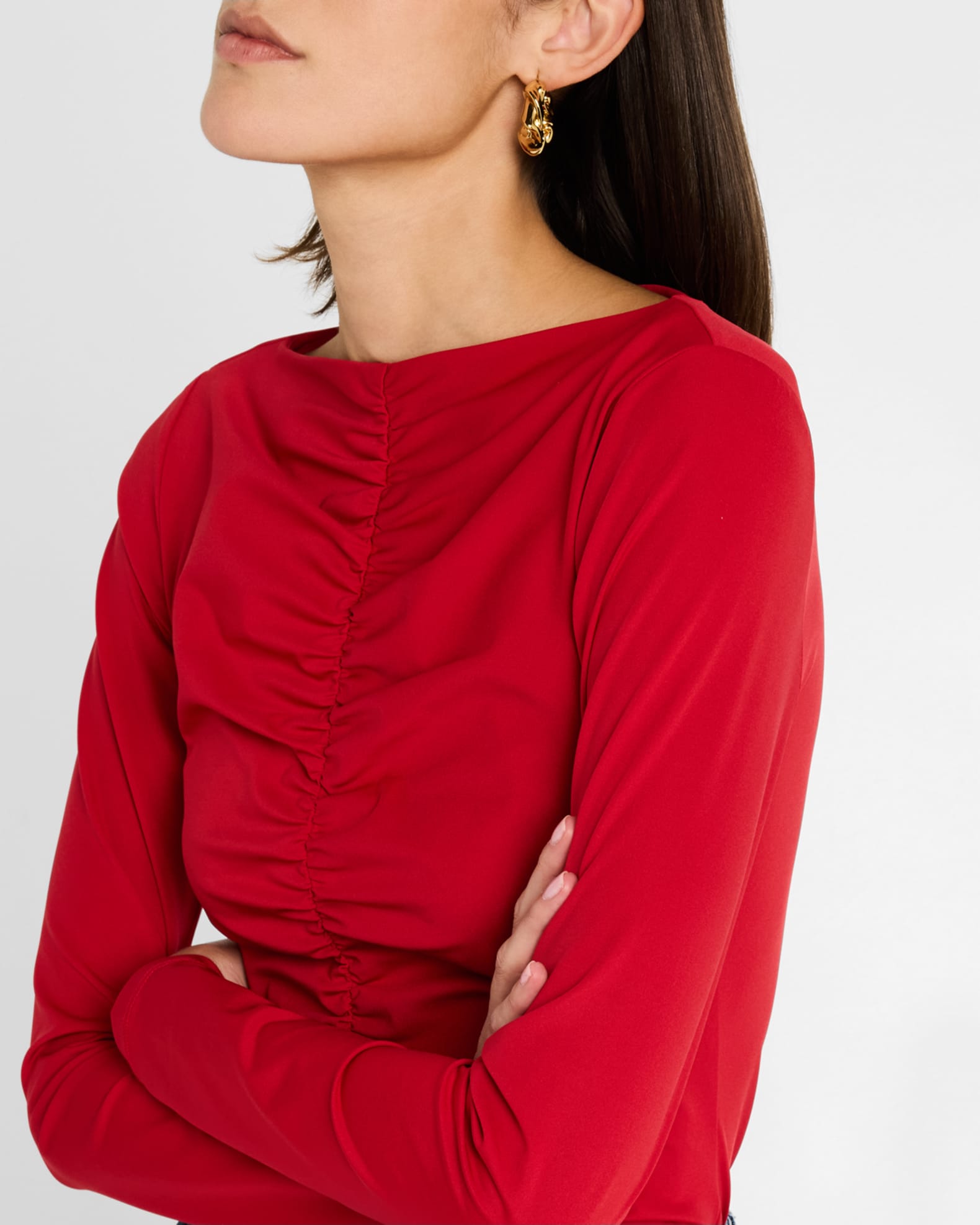 FRAME Ruched Long-Sleeve Top | Neiman Marcus