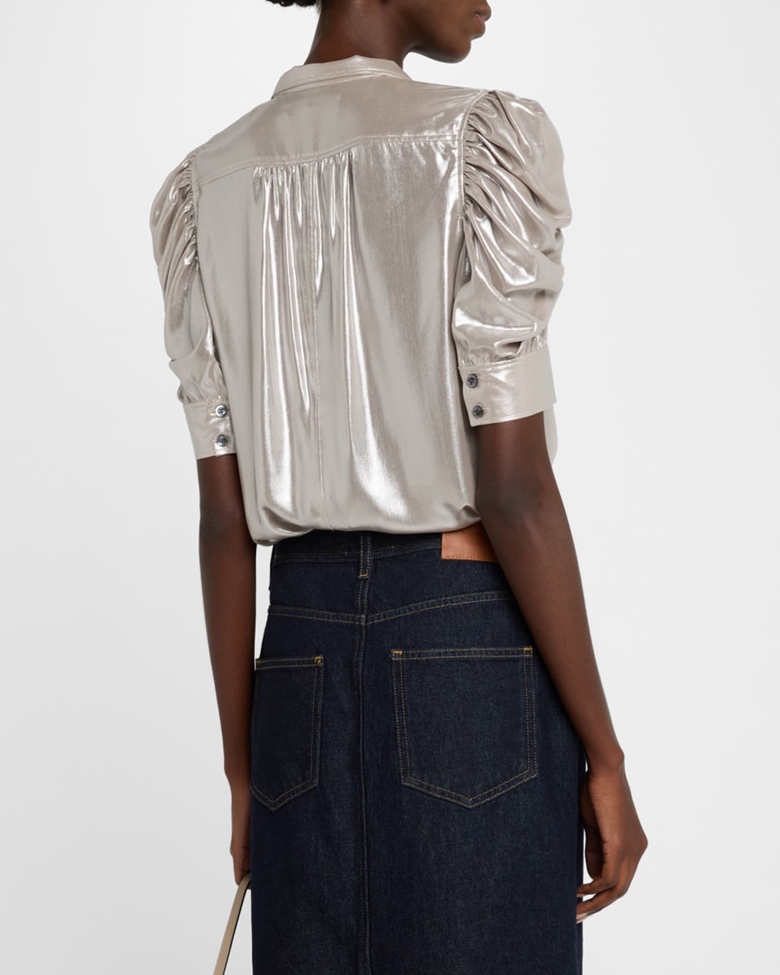 FRAME Gillian Metallic Lurex Top | Neiman Marcus