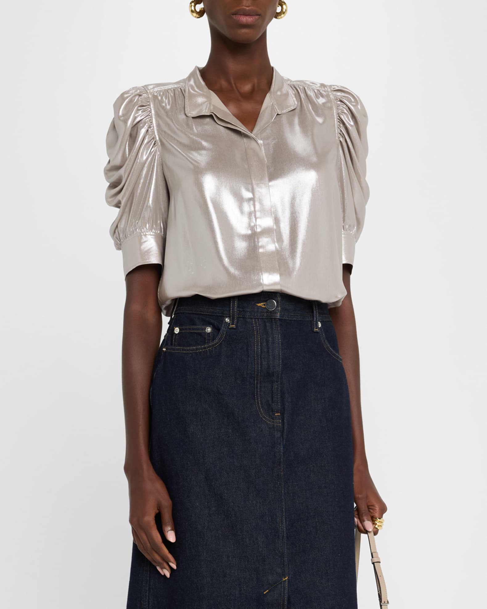 FRAME Gillian Metallic Lurex Top | Neiman Marcus