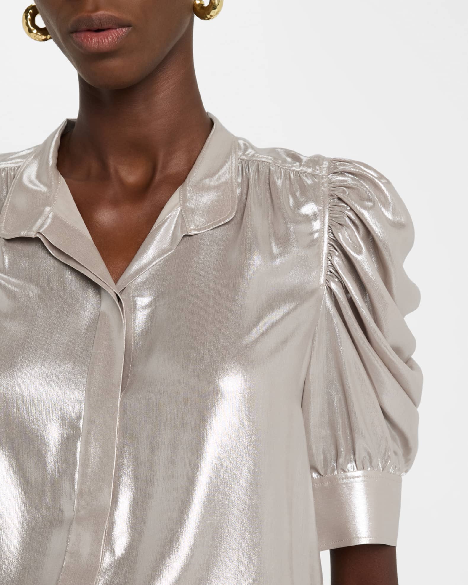 FRAME Gillian Metallic Lurex Top | Neiman Marcus